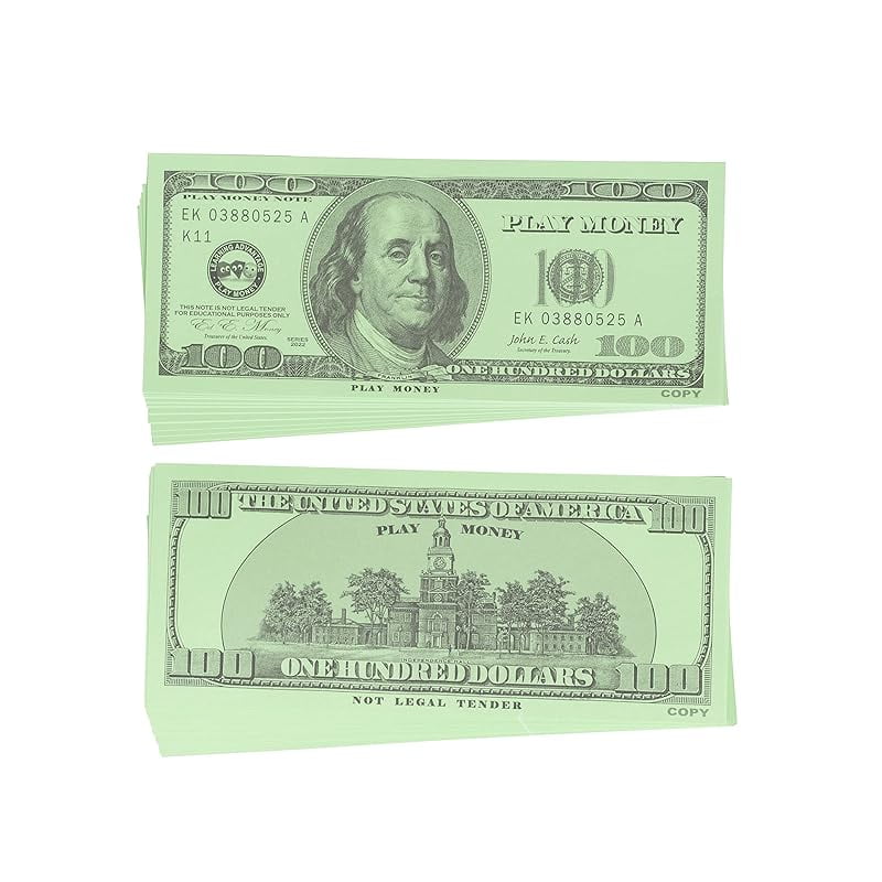 LEARNING ADVANTAGE Five Dollar Play Bills - Set of 100 $5 Paper Bills ...