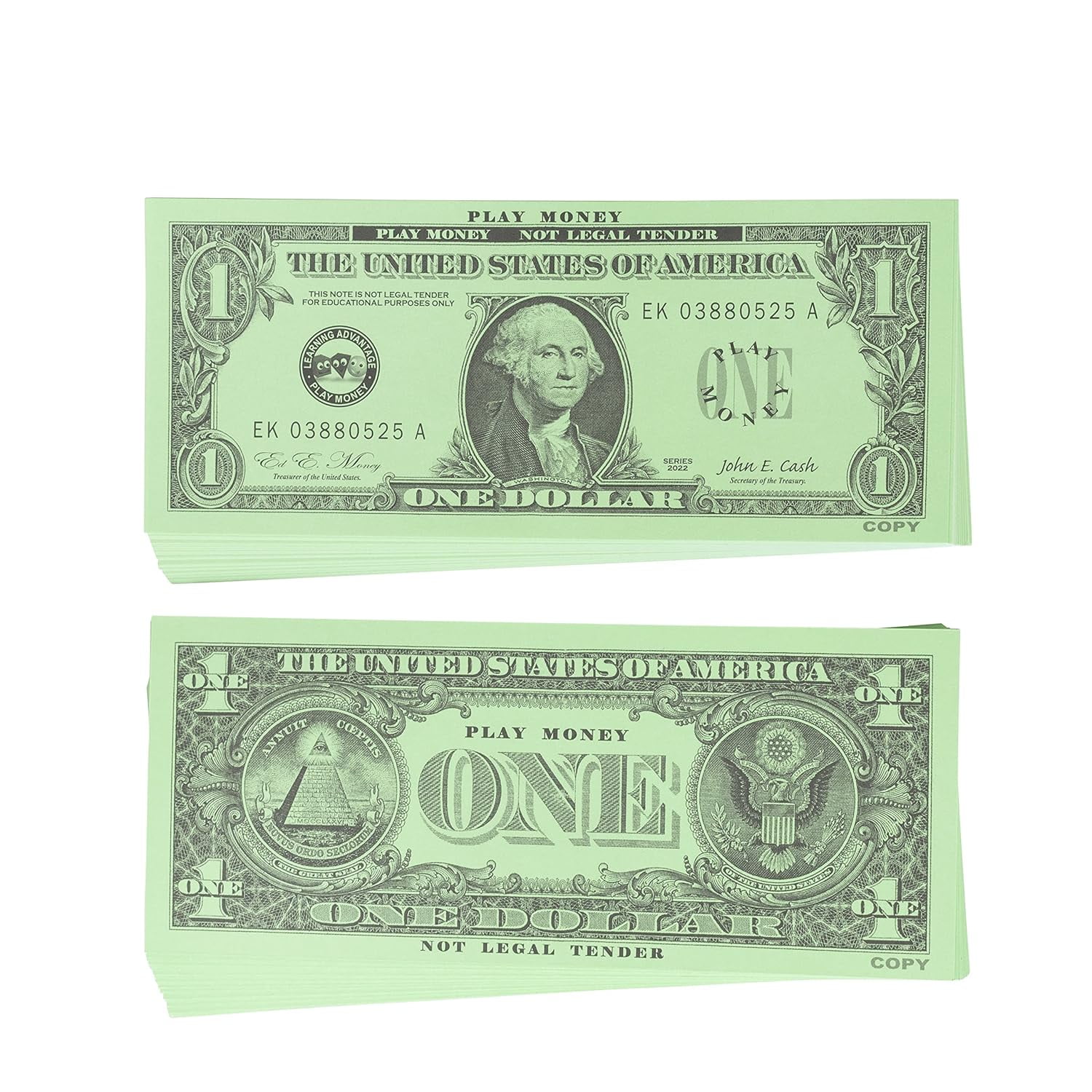 LEARNING ADVANTAGE One Dollar Play Bills - Set of 100 $1 Paper Bills ...