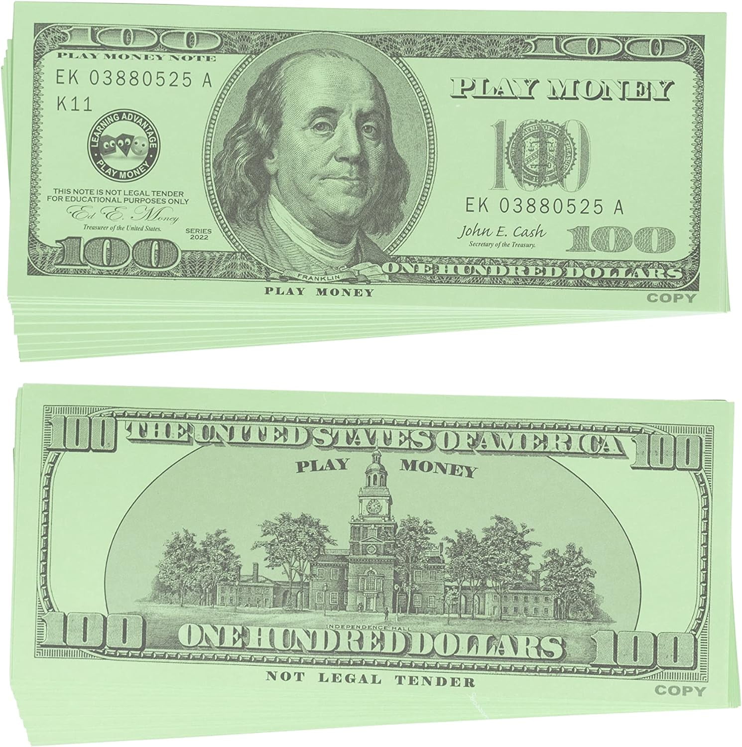 LEARNING ADVANTAGE One Hundred Dollar Play Bills - Set of 50 $100 Paper ...