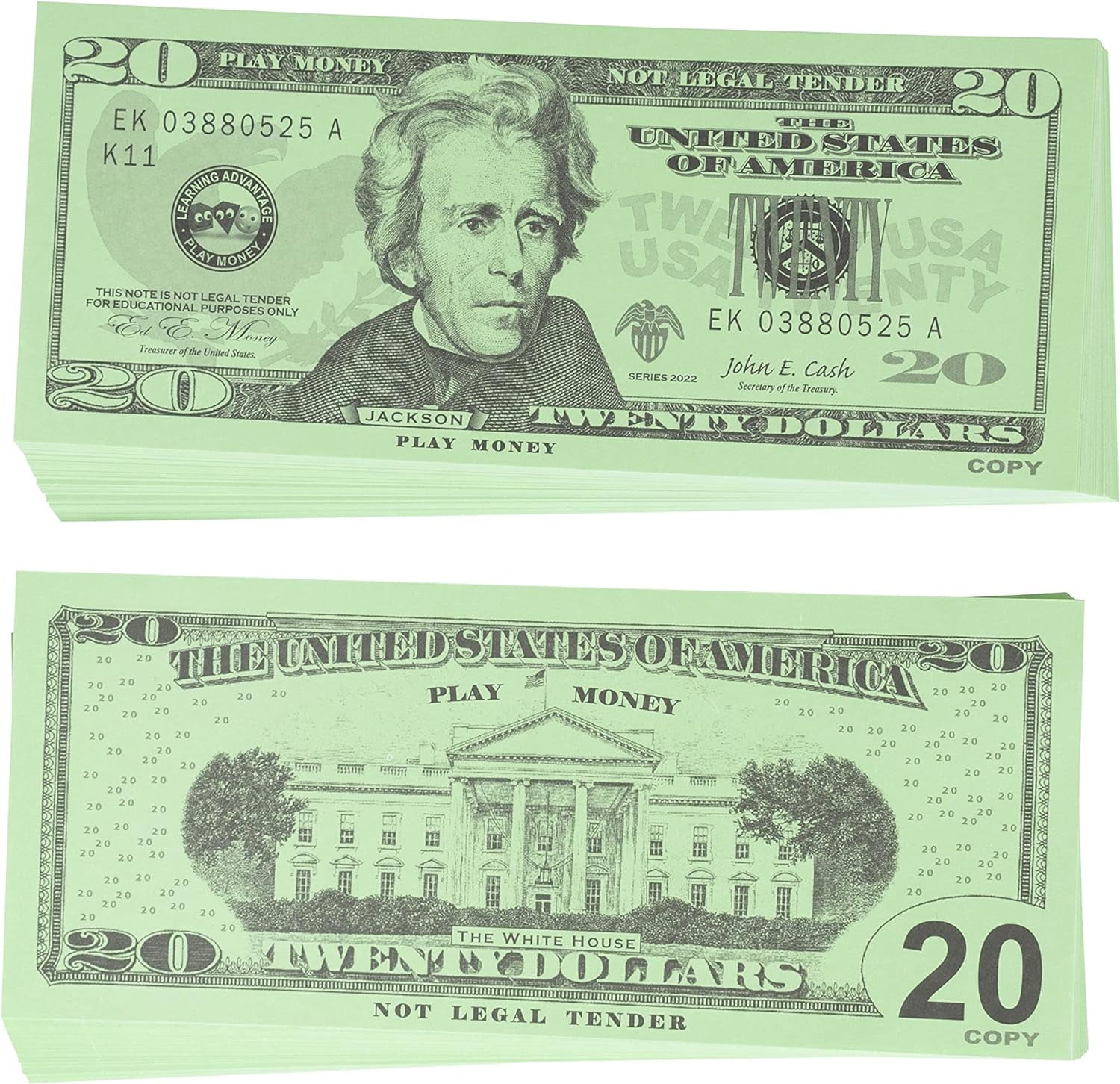 LEARNING ADVANTAGE Twenty Dollar Play Bills - Set of 100 $20 Paper ...