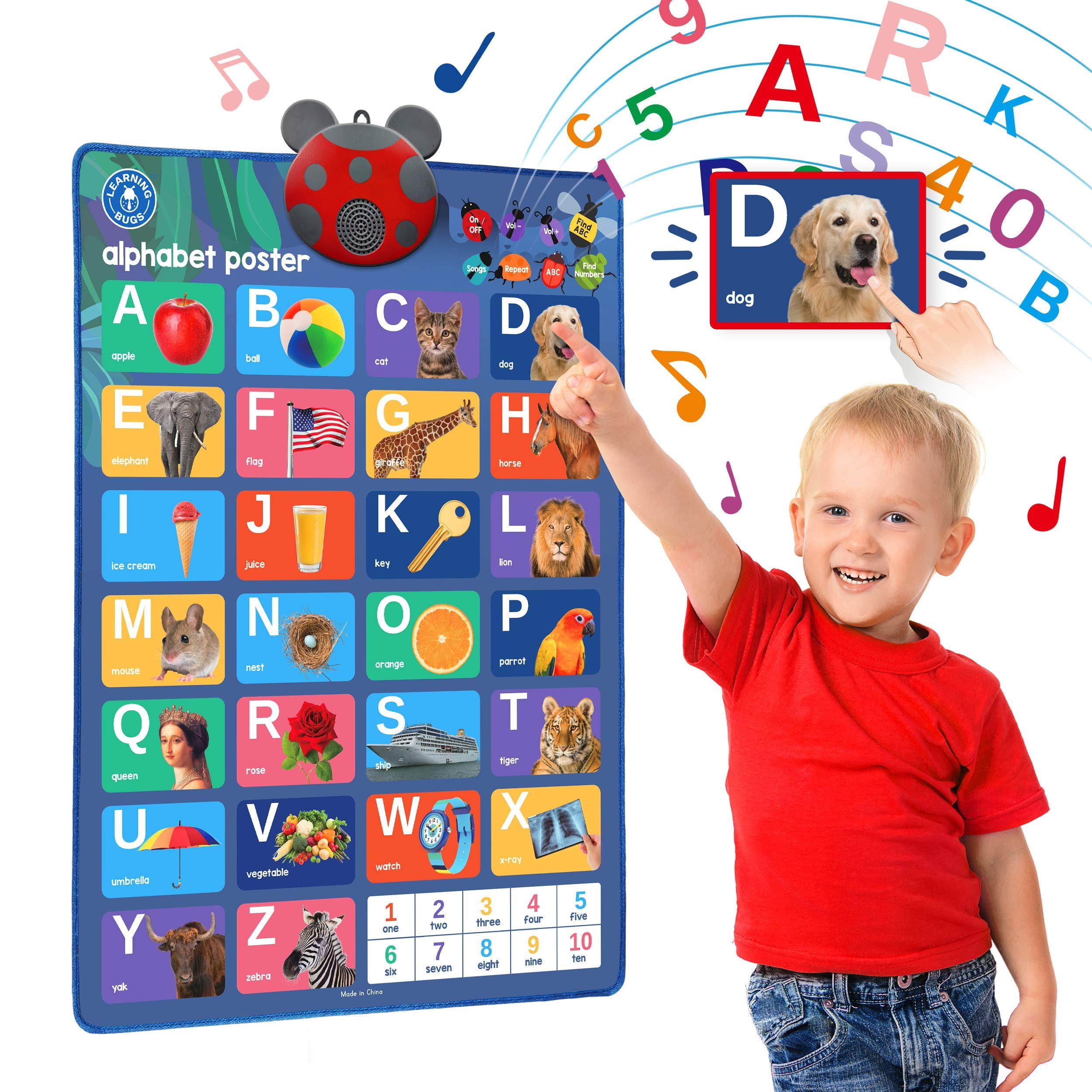 LEARNING BUGS Interactive ABC STF9 & 123s Talking Poster & Musical Wall ...