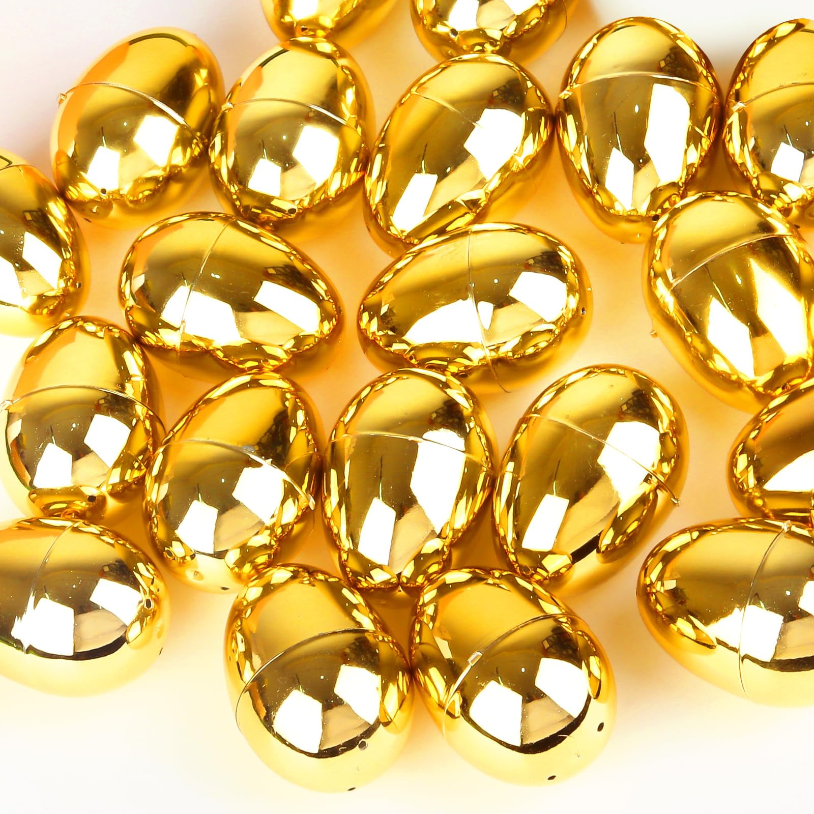 LEASEN 24 Pcs Golden STF9 Easter Eggs, 2.3 Inch Metallic Plastic Empty ...