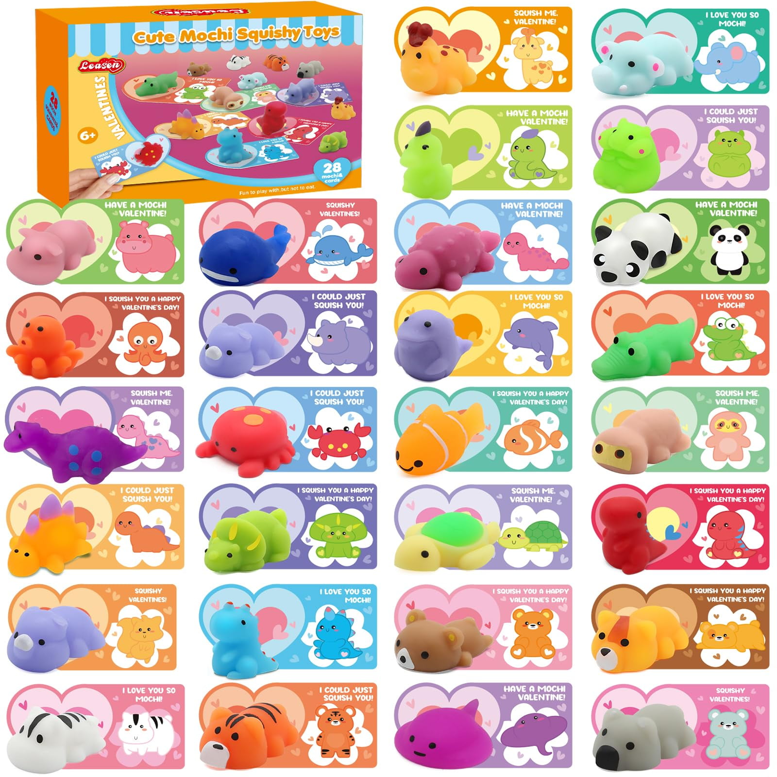 LEASEN 28 Pack Valentines Day Gifts for Kids, Squishies Party Favor Set ...