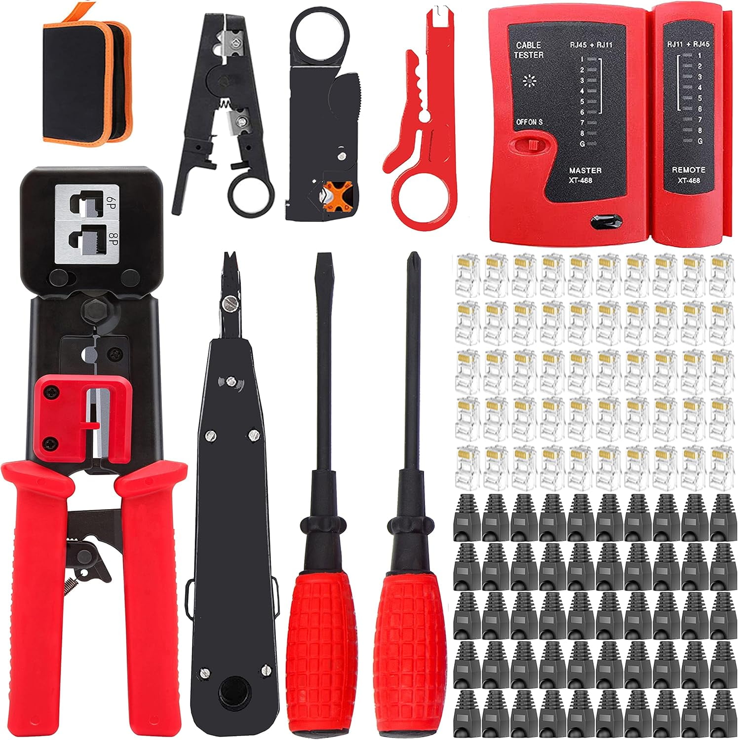LEATBUY Crimper RJ45 Crimp Tool Set CAT5/CAT6 Crimping Tool for Pass ...