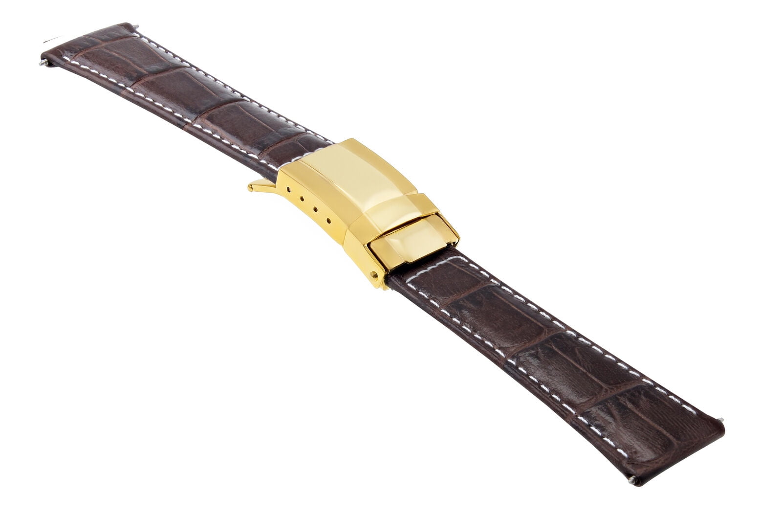 LEATHER WATCH STRAP FOR ROLEX DAYTONA 16518 16519 D/BROWN WS SHORT GOLD ...