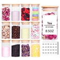 Leaves and Trees 12 Pcs 8.5 OZ Glass Storage Jars with Bamboo Lid for ...