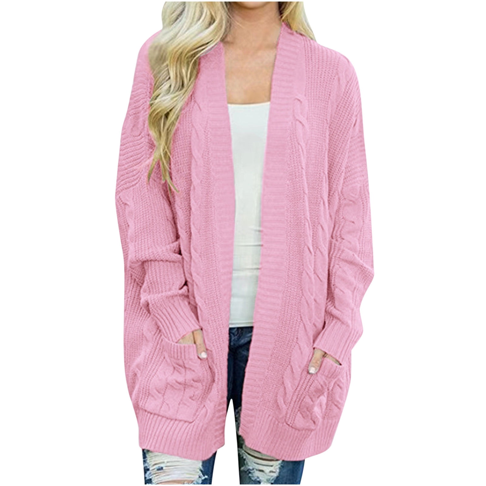 LEAVINGSUO Fall Winter Clearance Cardigans for Women Plus Sizes Women's Knit Cardigans Loose ...