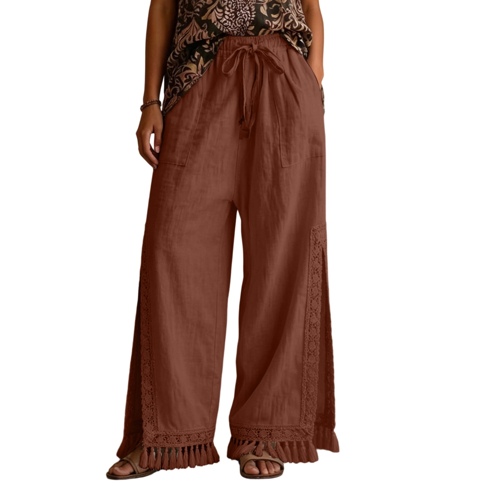 LEAVINGSUO Plus Size Wide Leg Pants for Women Women's Fashionable ...