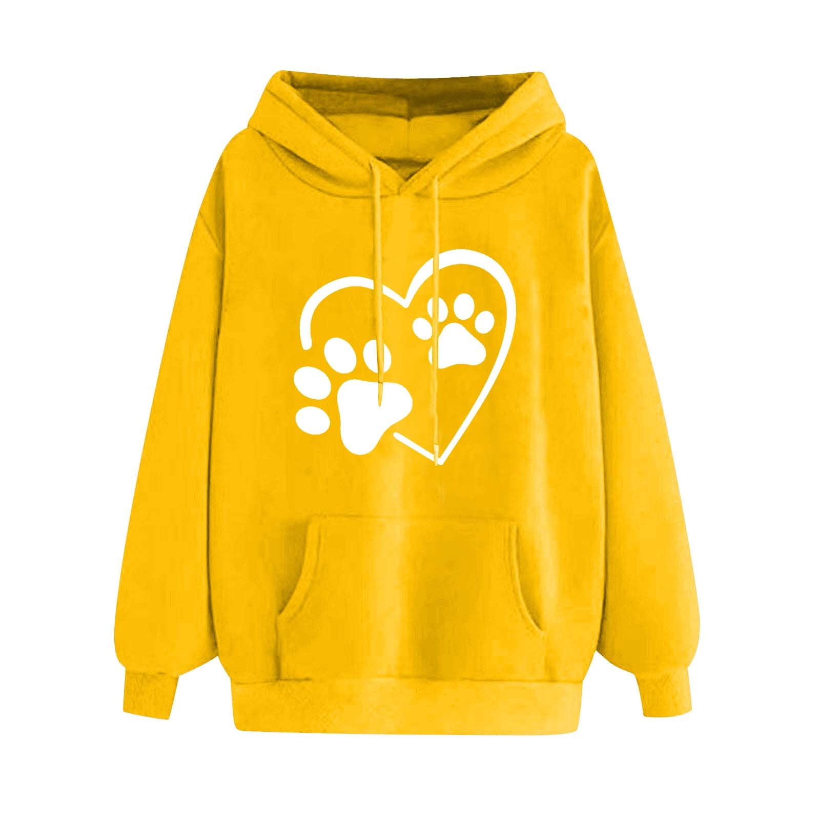 LEAVINGSUO Winter Clothes Woman Women's Print Winter Hoodie Pullover ...