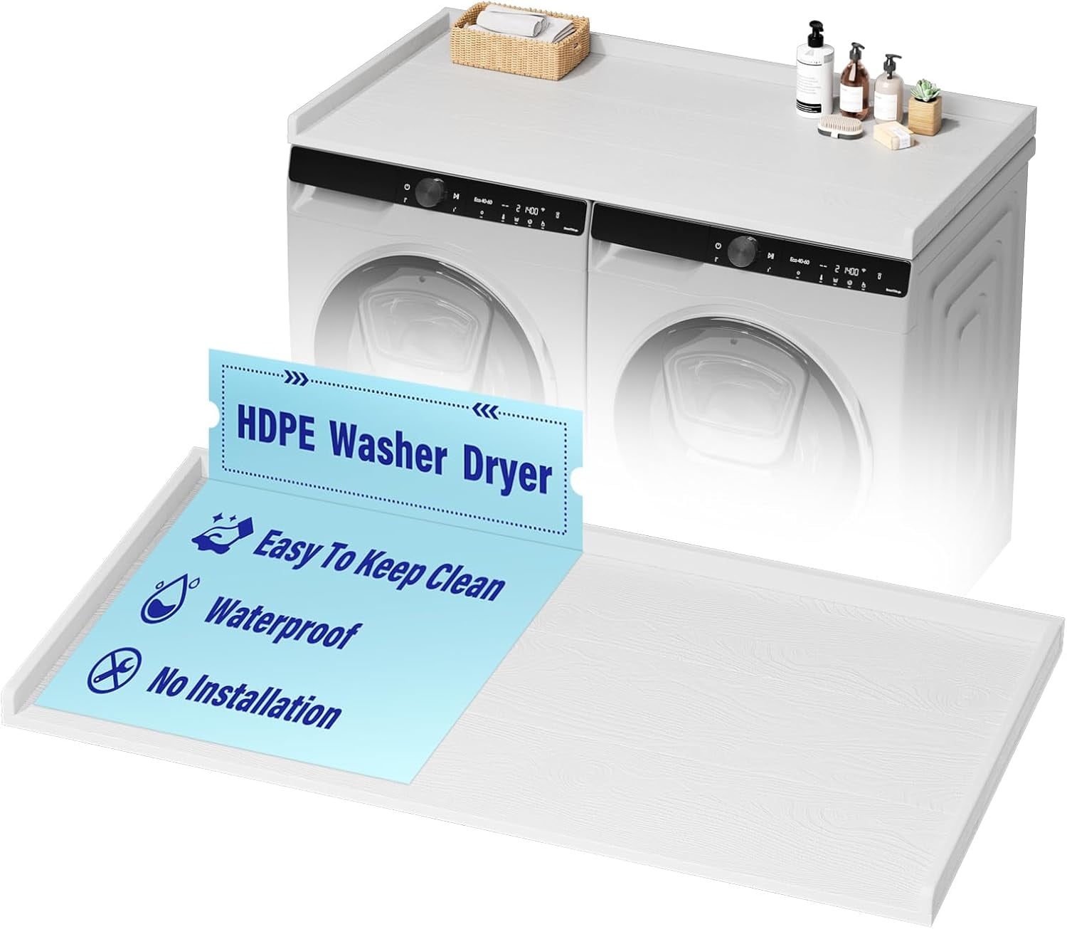 LEBENGURU No-Installation HDPE Washer Dryer Countertop - 54.2"x27.5 ...