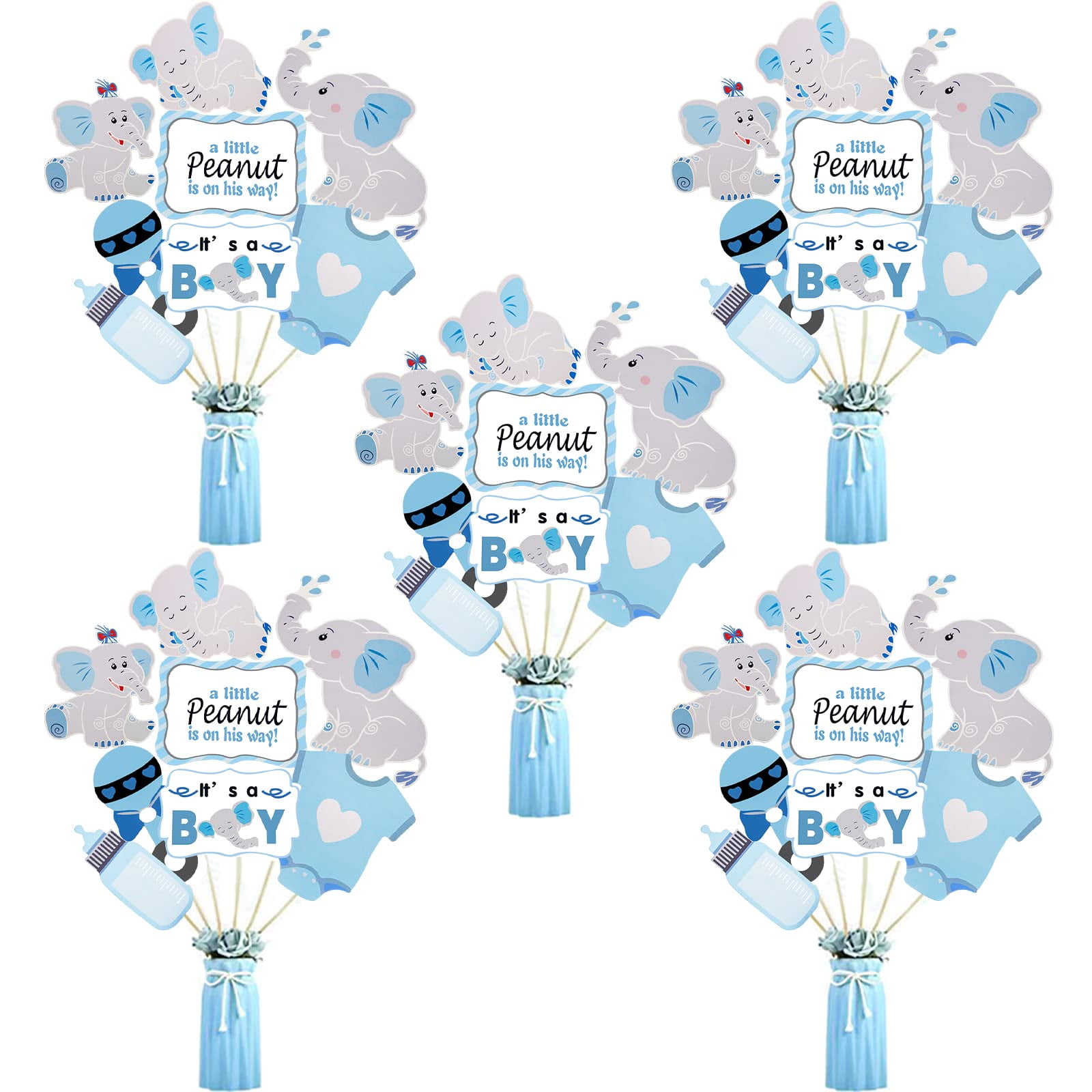 LEBERY 24pcs Blue Elephant Centerpiece Sticks, Baby Boy It's A Boy ...