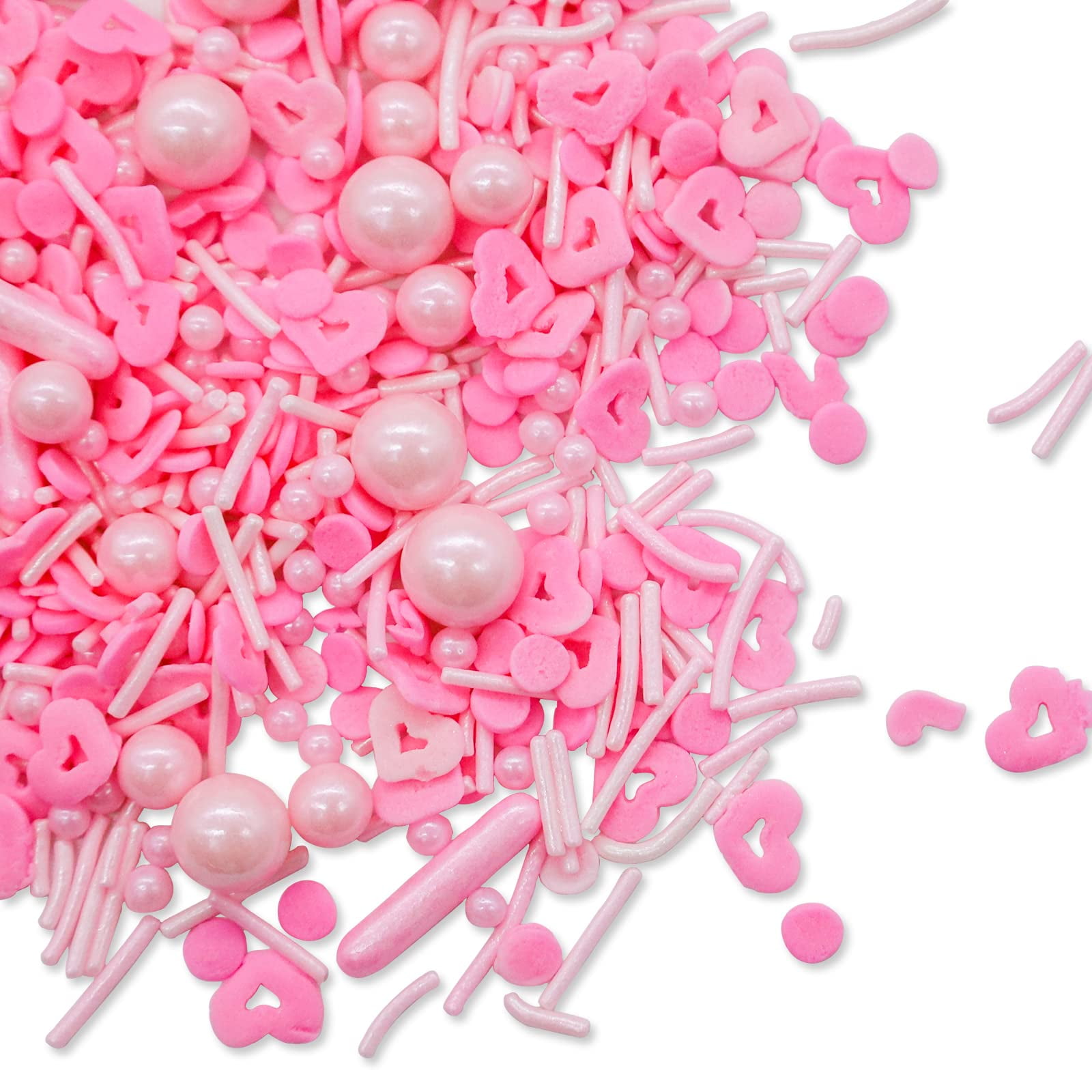 LEBERY Valentine's Day Sprinkles Pink Sprinkles Edible Heart Shaped ...