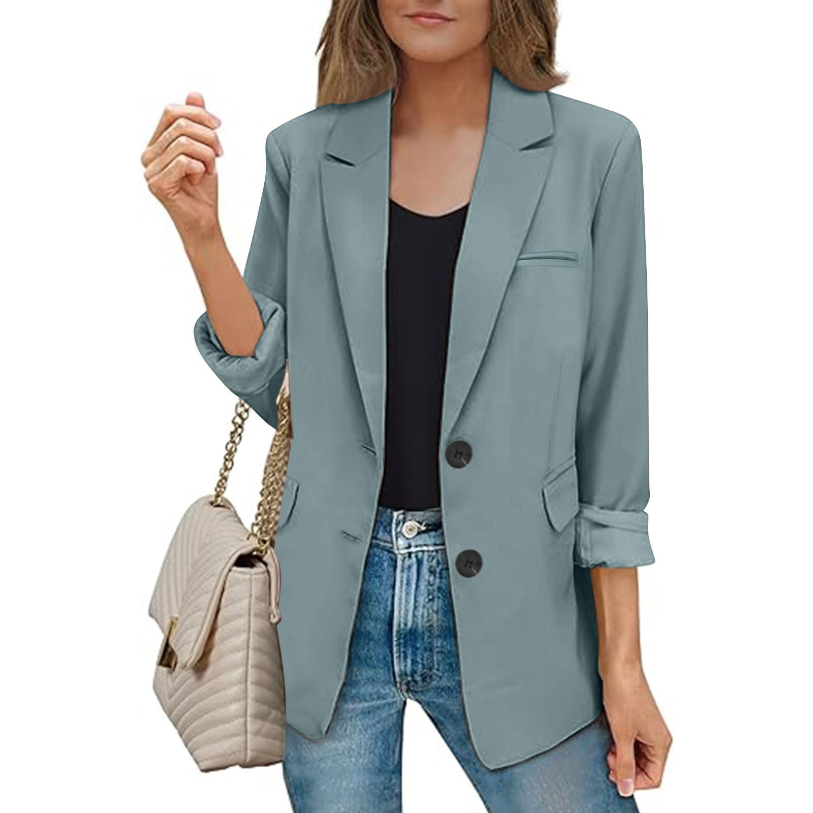 LEBONYARD Cotton Linen Blazer Jacket for Women,Womens Bussiness Casual ...