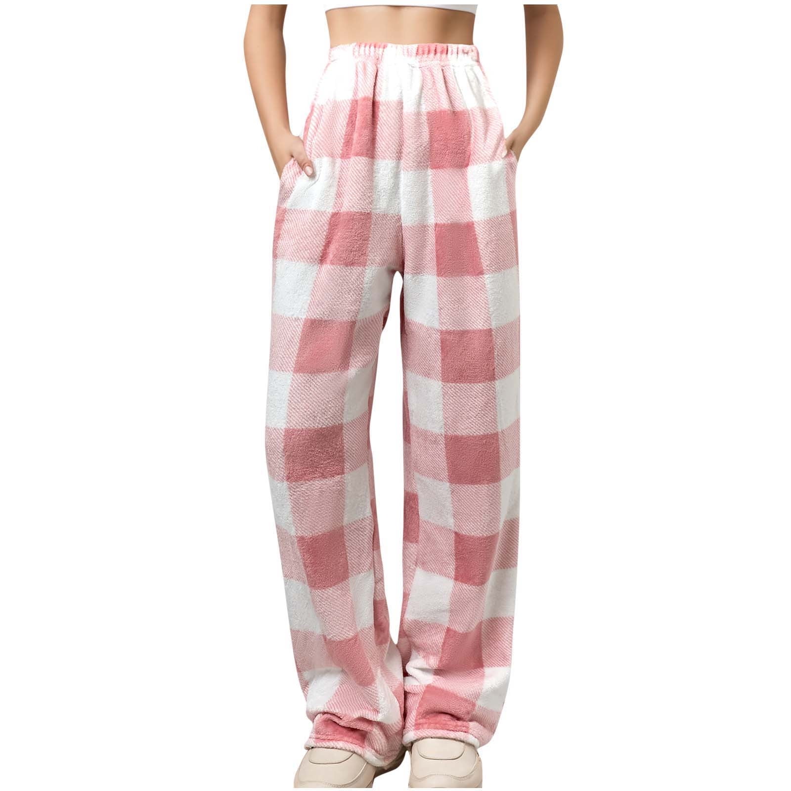 LEBONYARD Women's Elastic Waisted Plaid Style Loose Comfortable Wide ...