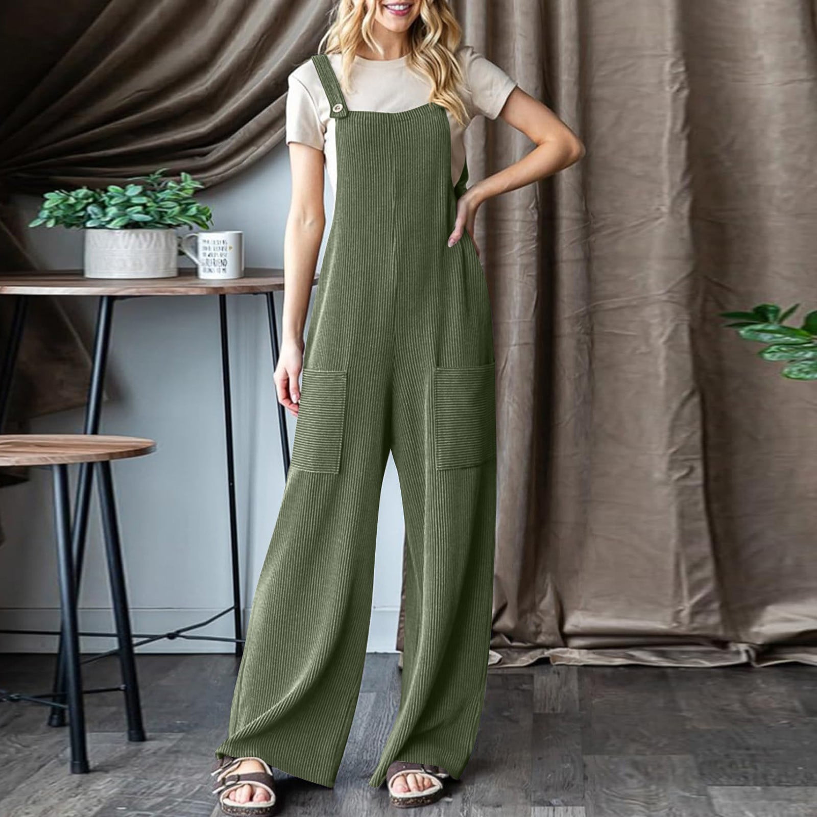 LEBONYARD Women's Overalls in Fitted Cut,Women Fashion Solid Sleeveless ...