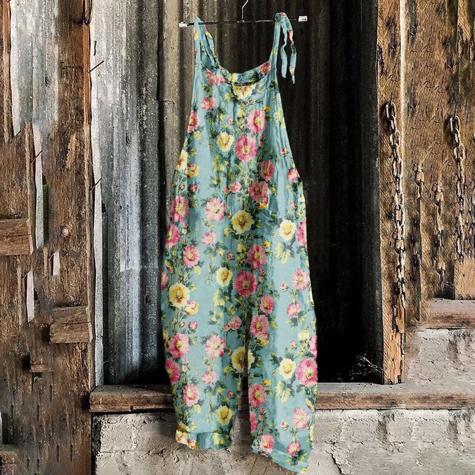 LEBONYARD Women's Overalls with Cut-Outs,Ladies' Printed Sleeveless ...