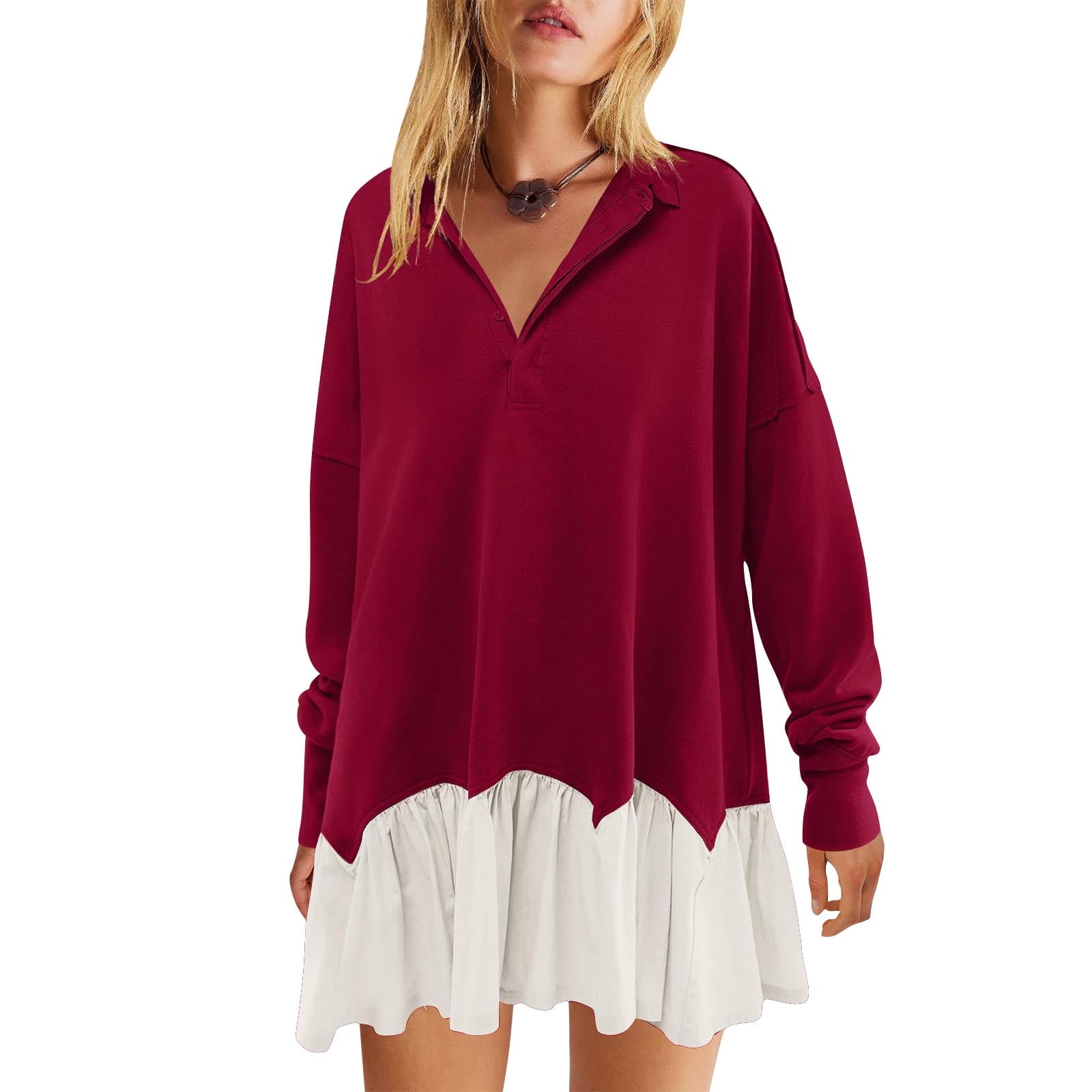 Lebonyard Womens Tops Long Sleeve Fall Fashion Plus Size Tops Clearance