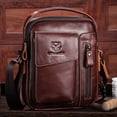 LEBULLBRO Mens Genuine Leather Sling Shoulder Messenger Bags Crossbody ...