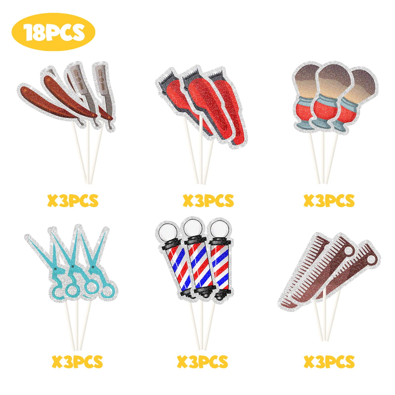 LECAKTO Barber Hairstylist AJH3 Happy Birthday Cupcake Toppers ...