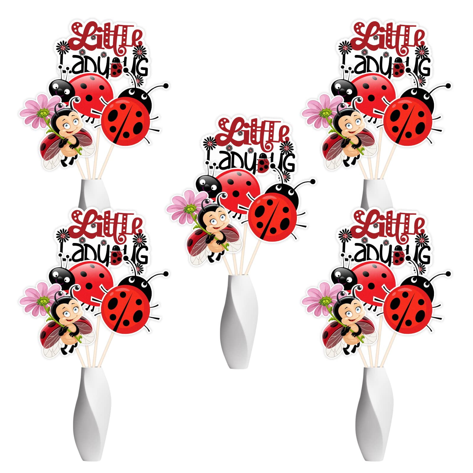 LECAKTO Little Ladybug Table Centerpiece Sticks, Spring Flower Bugs ...