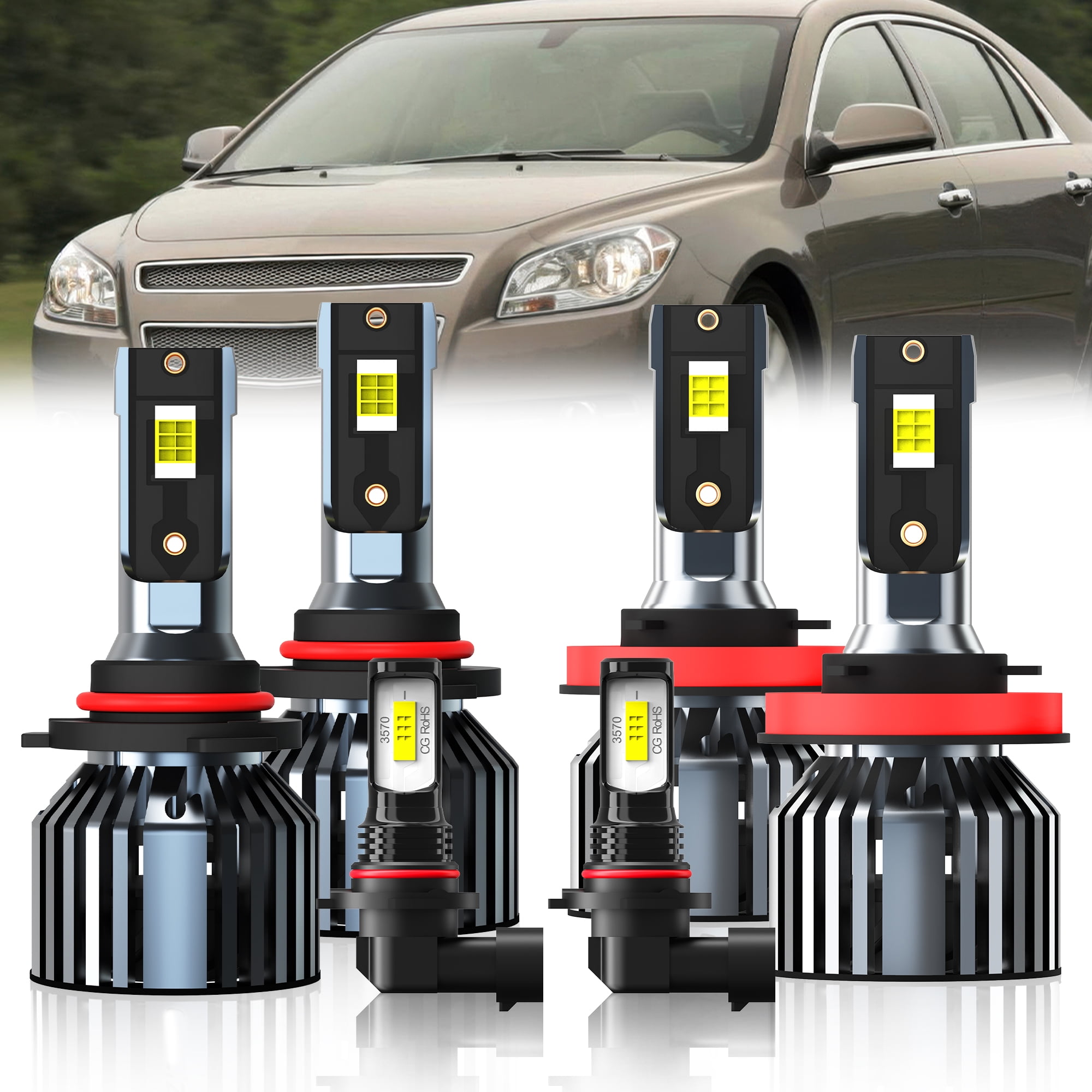 LECCIBUB For Chevy Malibu 2013-2015 LED Headlight 9005+H11 High/Low ...
