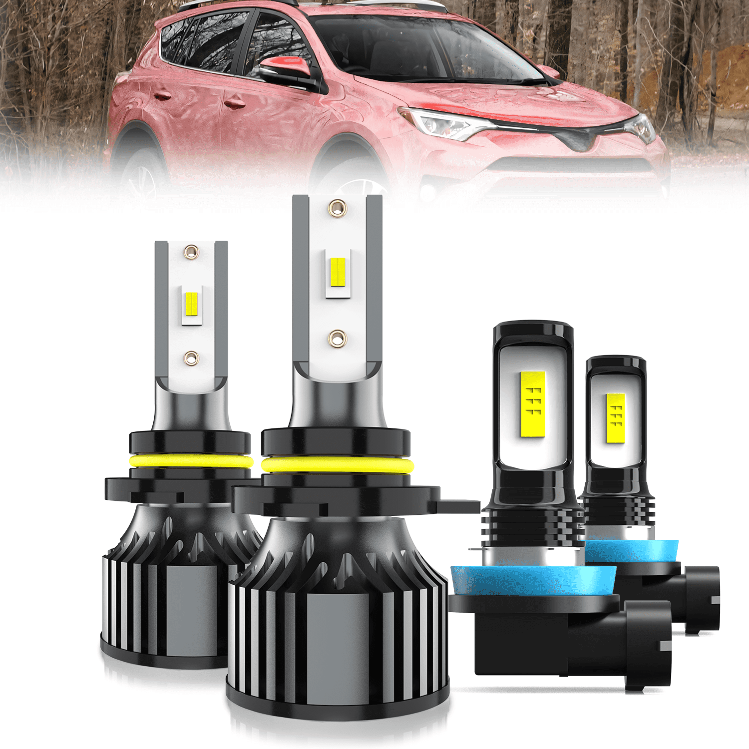 LECCIBUB For Toyota RAV4 2016-2019 LED Headlight +Fog Light Bulbs 4x ...