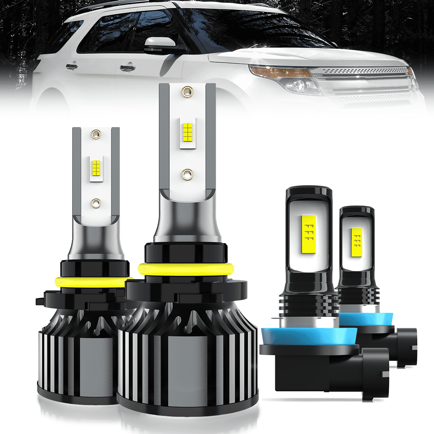 Headlight Bulbs for Ford Explorer 2011-2015,9005/H10/HB3 LED Headlights ...