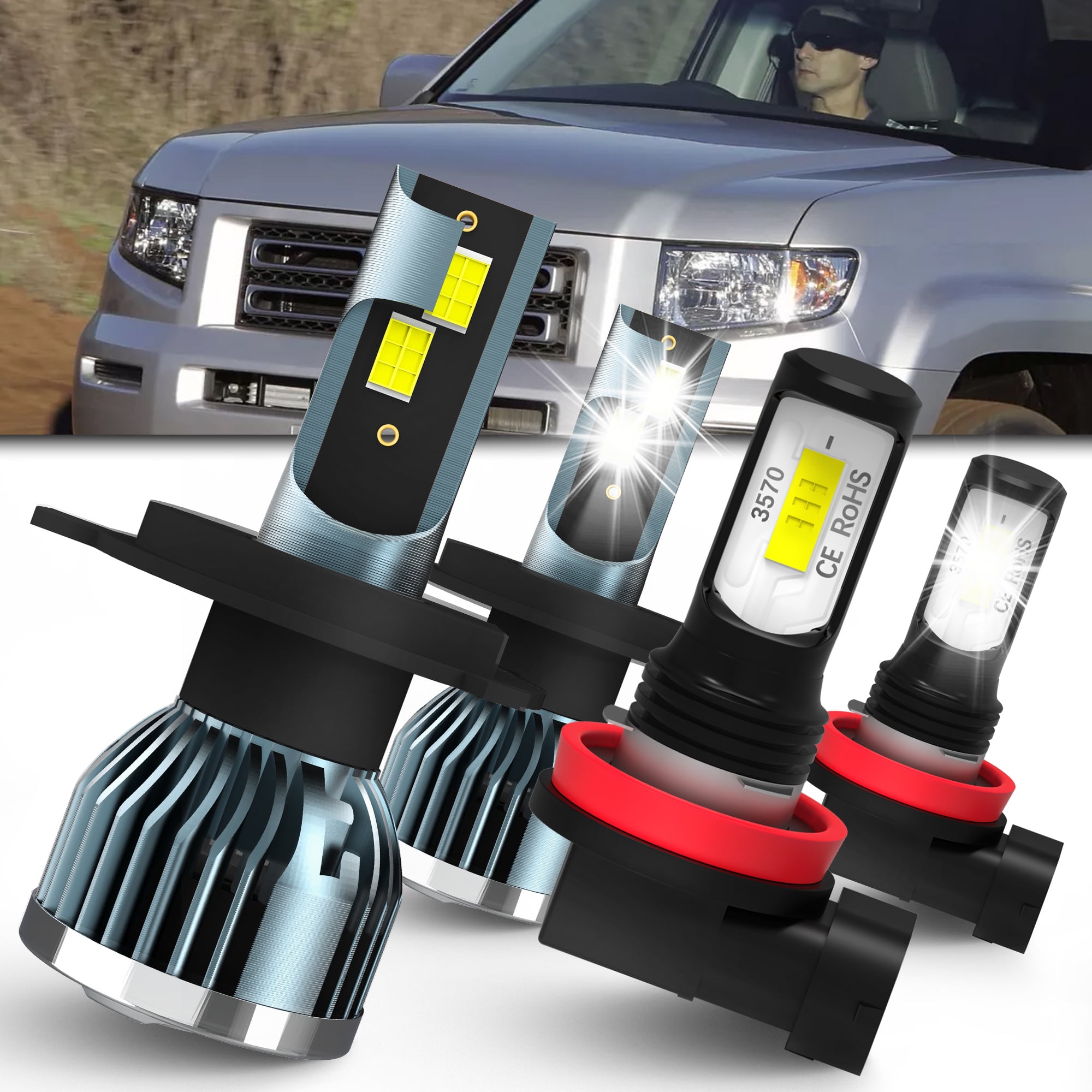 LECCIBUB LED Bulbs Upgrade Fit for Honda Ridgeline 2006-2014,H11/H8/H9 ...