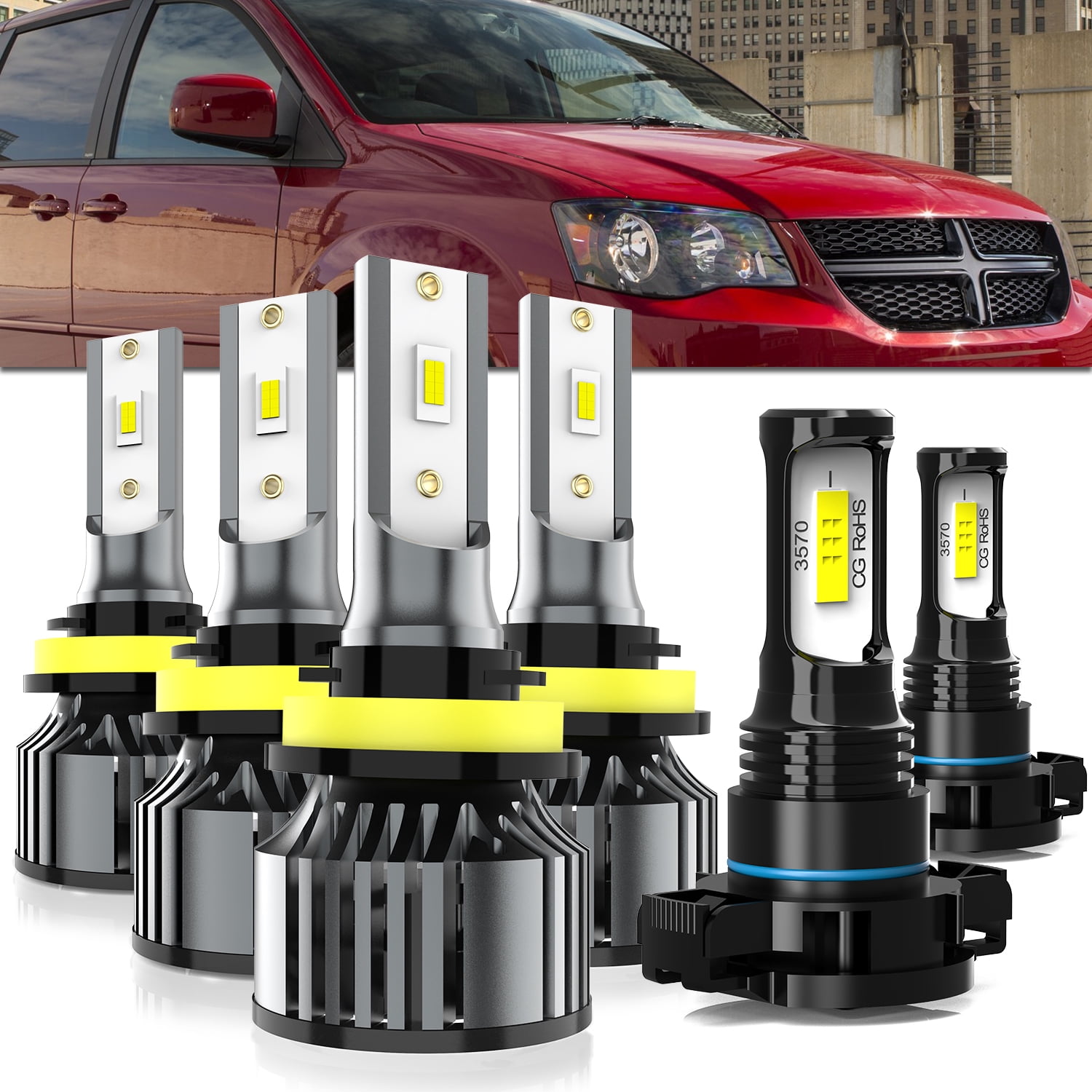 LECCIBUB LED Headlight Bulbs Compatible With Dodge Grand Caravan 2011 ...