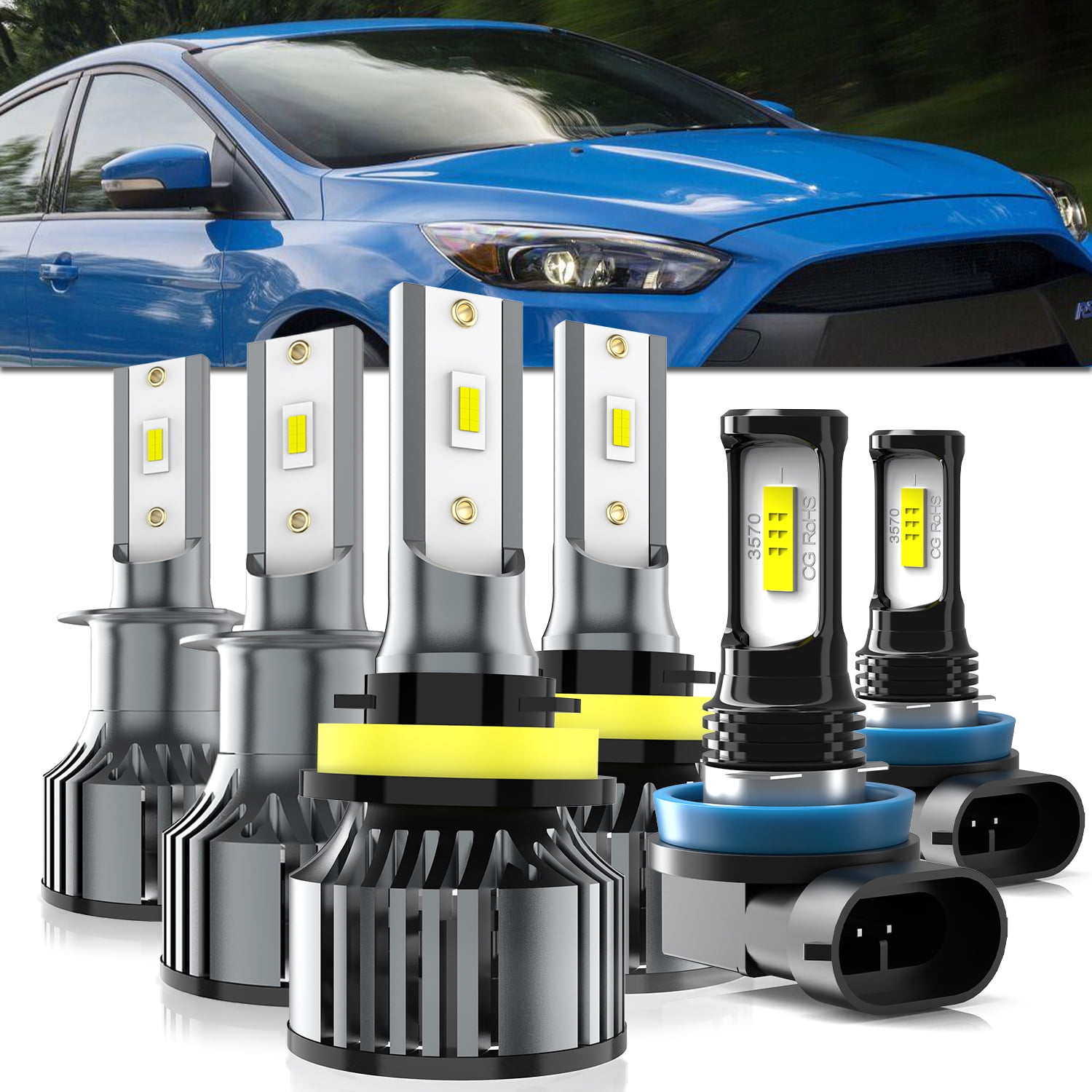 LECCIBUB LED Headlight Bulbs Compatible With Ford Focus 2012-2018,H1 ...