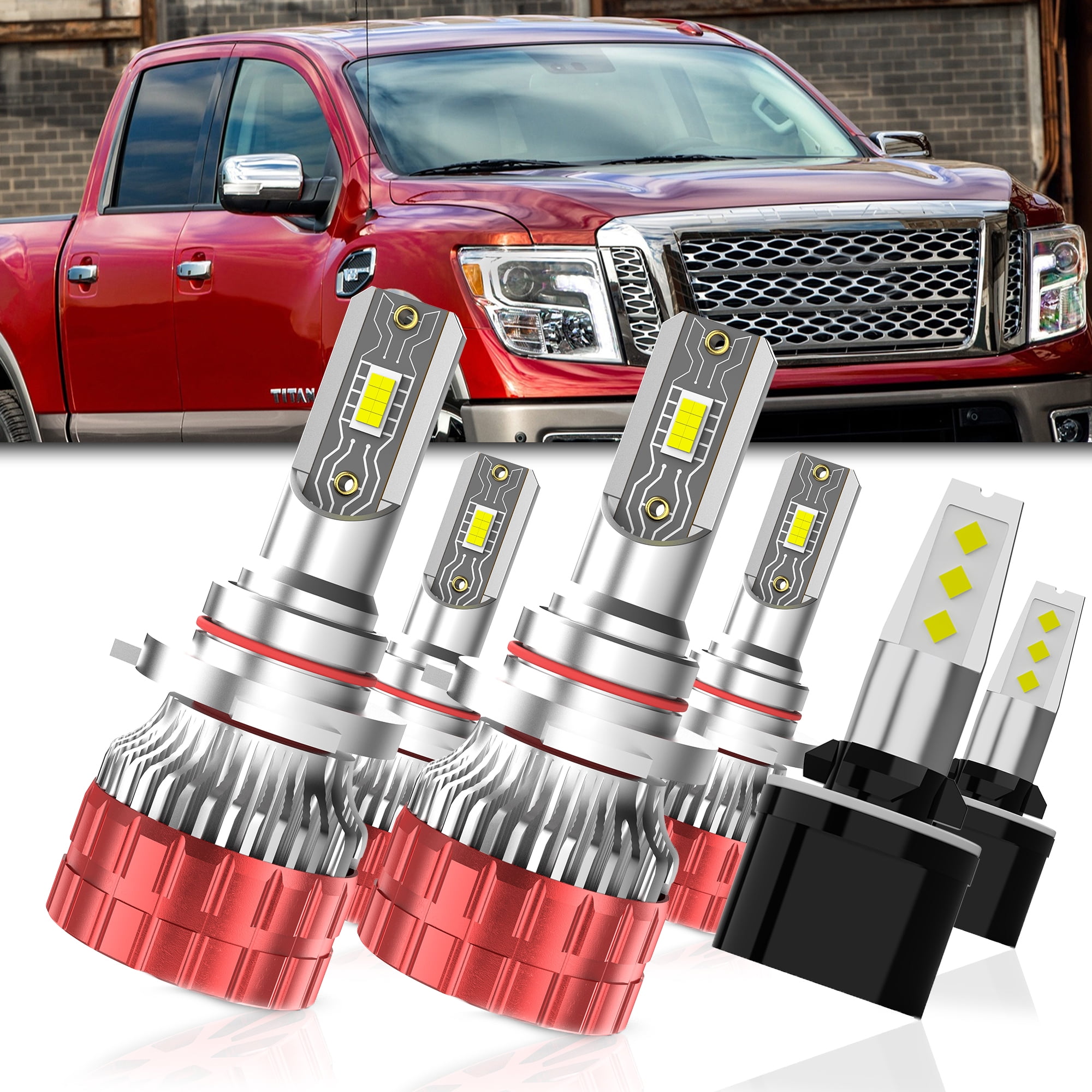LECCIBUB LED Headlight Bulbs Compatible With Nissan Titan 2004-2015 ...