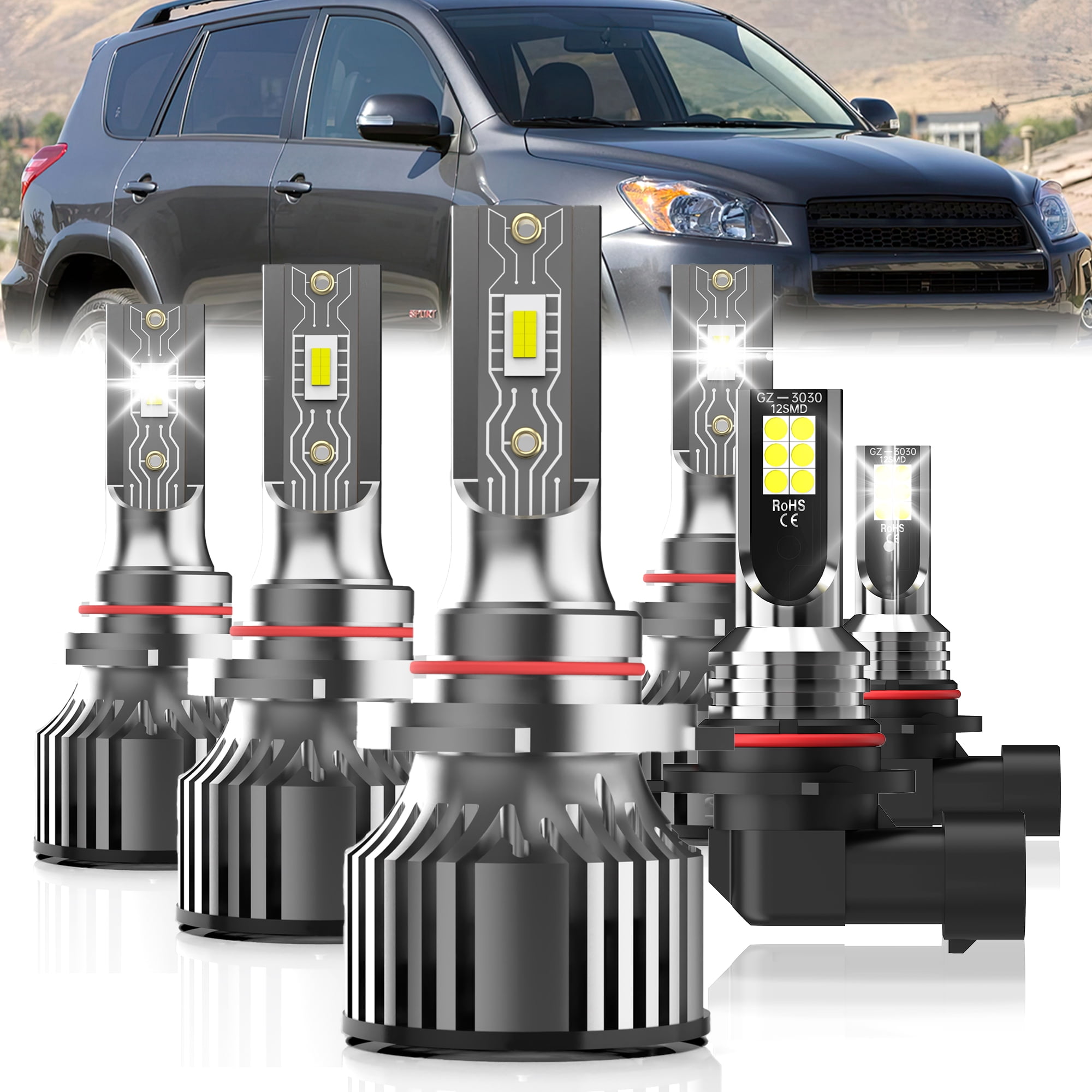 LECCIBUB LED Headlight Bulbs Compatible With Toyota RAV4 2006-2012,9005 ...