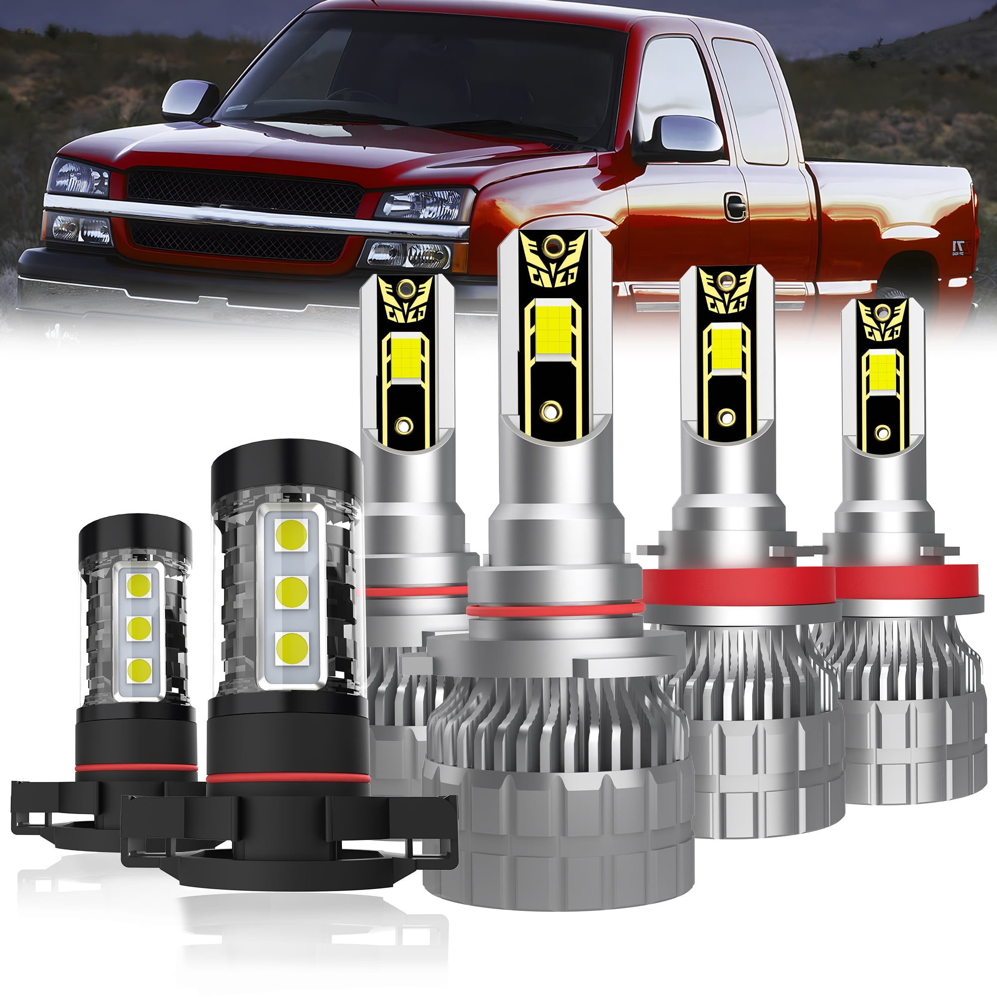 LECCIBUB LED Headlight Bulbs Compatible With Chevrolet Silverado 1500 ...