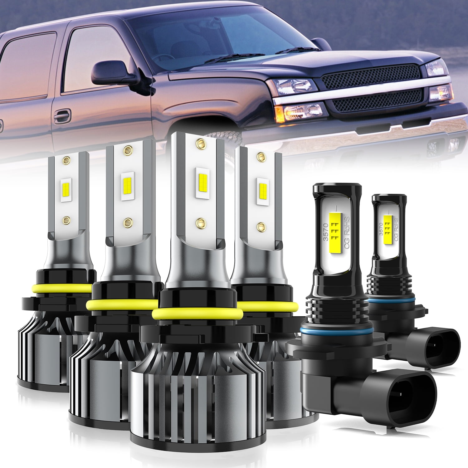 LECCIBUB LED Headlight Bulbs Compatible With Chevy Avalanche 2002-2005 ...