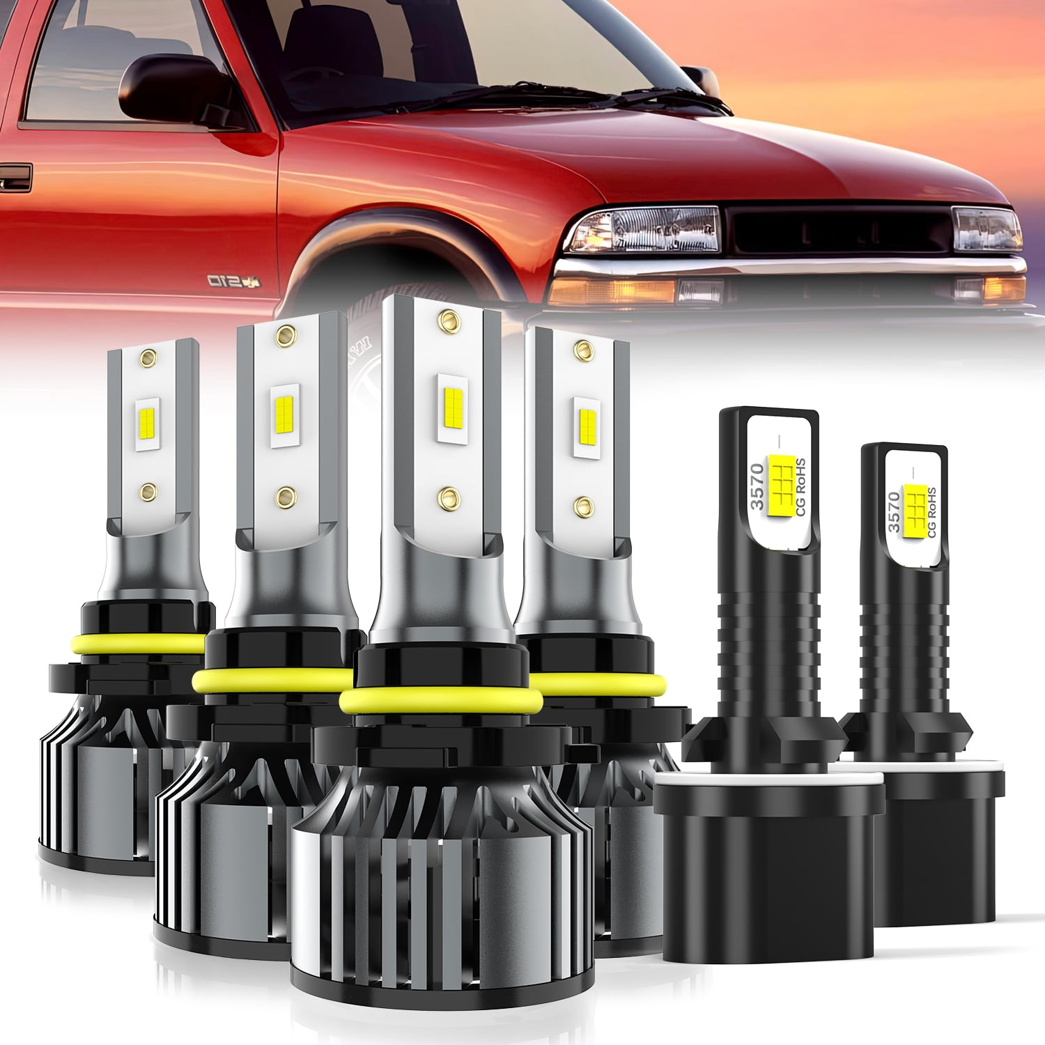LECCIBUB LED Headlight Bulbs Compatible With Chevy S10 1998-2004,9005 ...