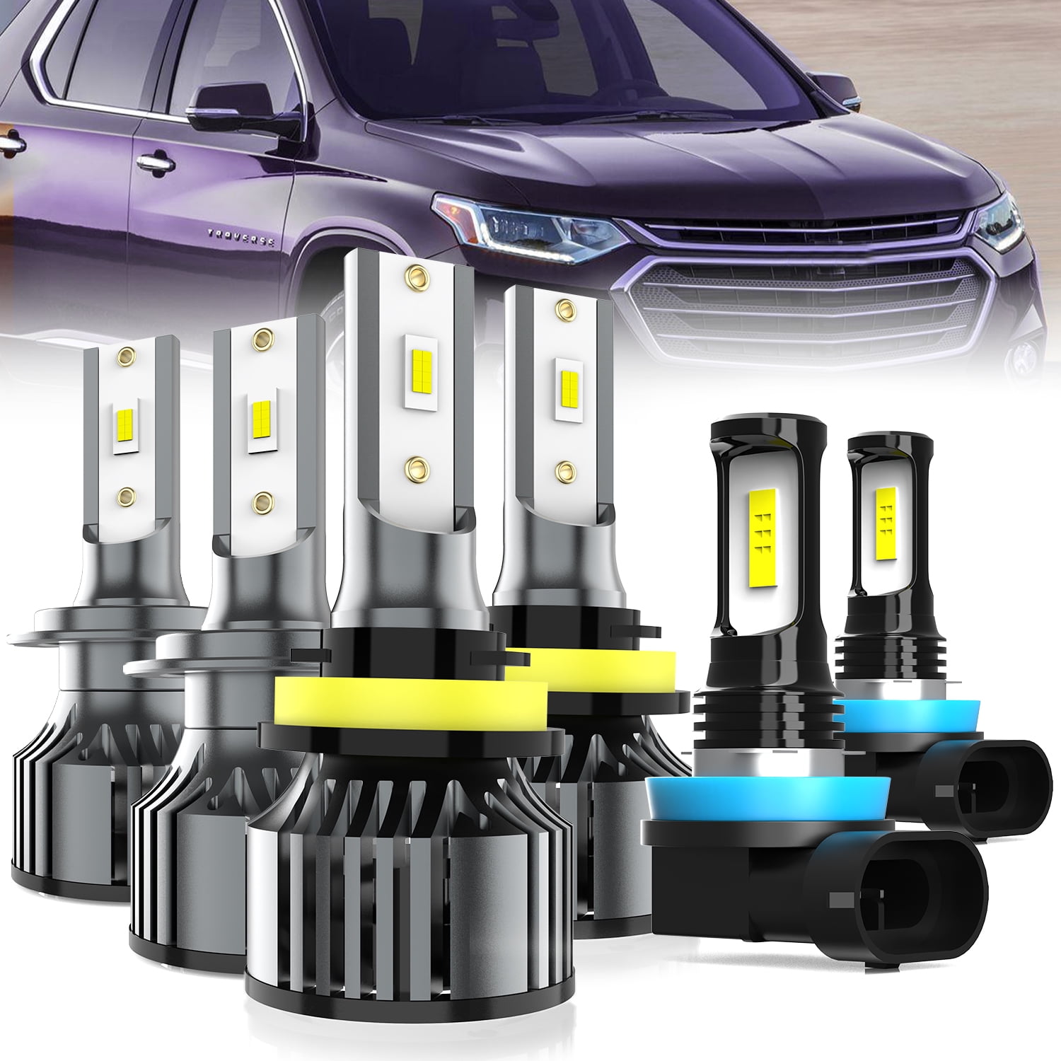 LECCIBUB LED Headlight Bulbs Compatible With Chevy Traverse 2013-2018 ...