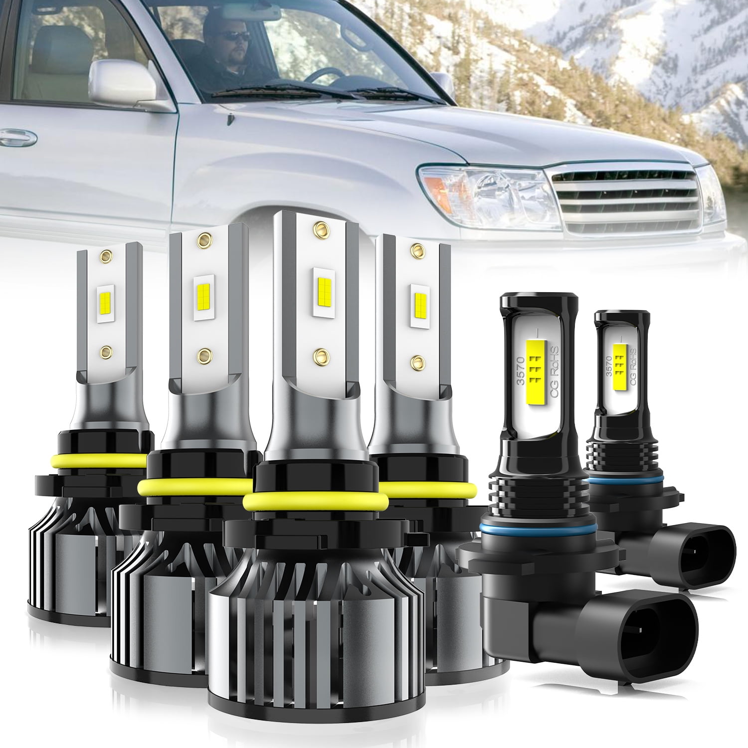 LECCIBUB LED Headlight Bulbs Compatible With Toyota Land Cruiser 1998 ...