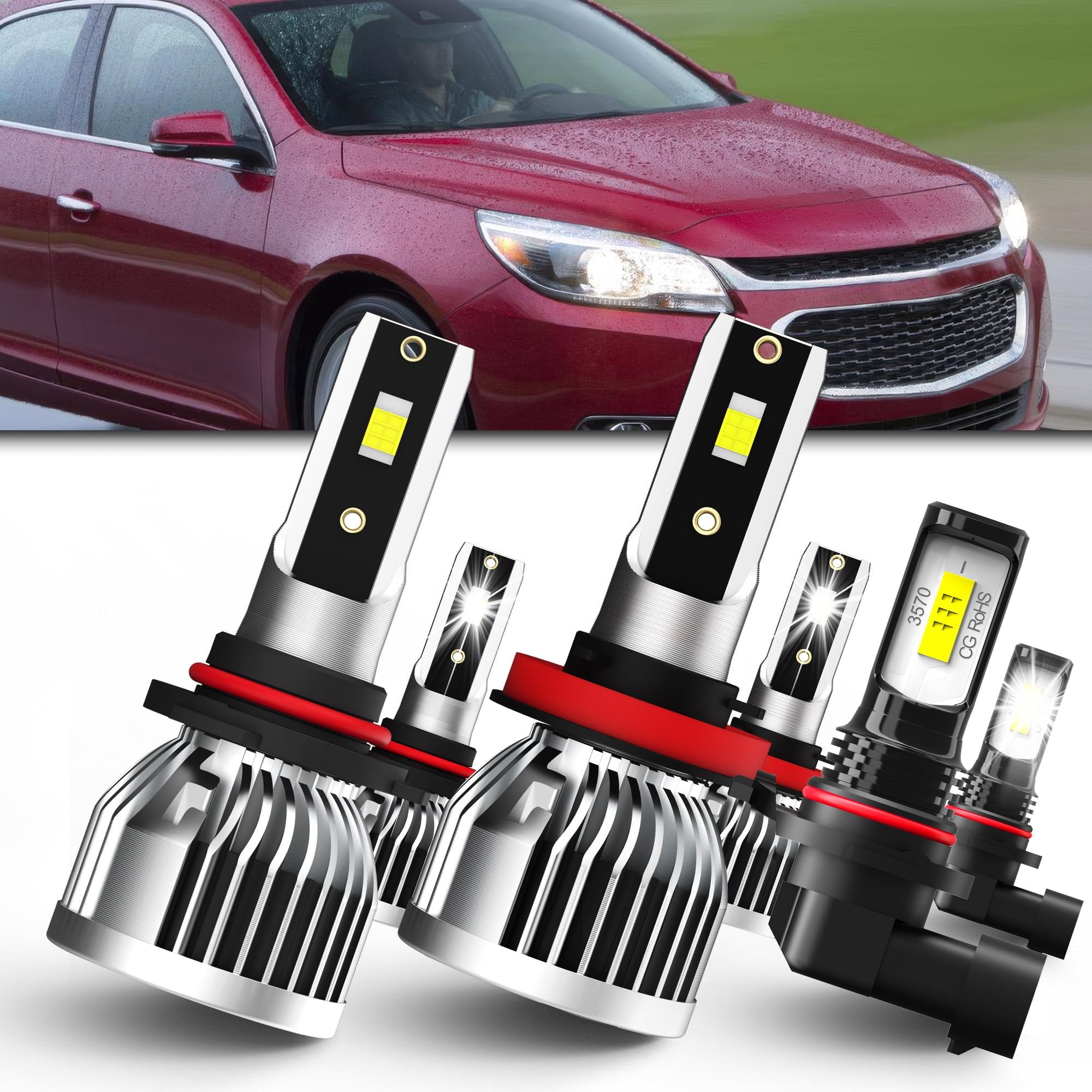 LECCIBUB LED Headlight Bulbs fit for Chevy Malibu 2013-2015,9005 High ...