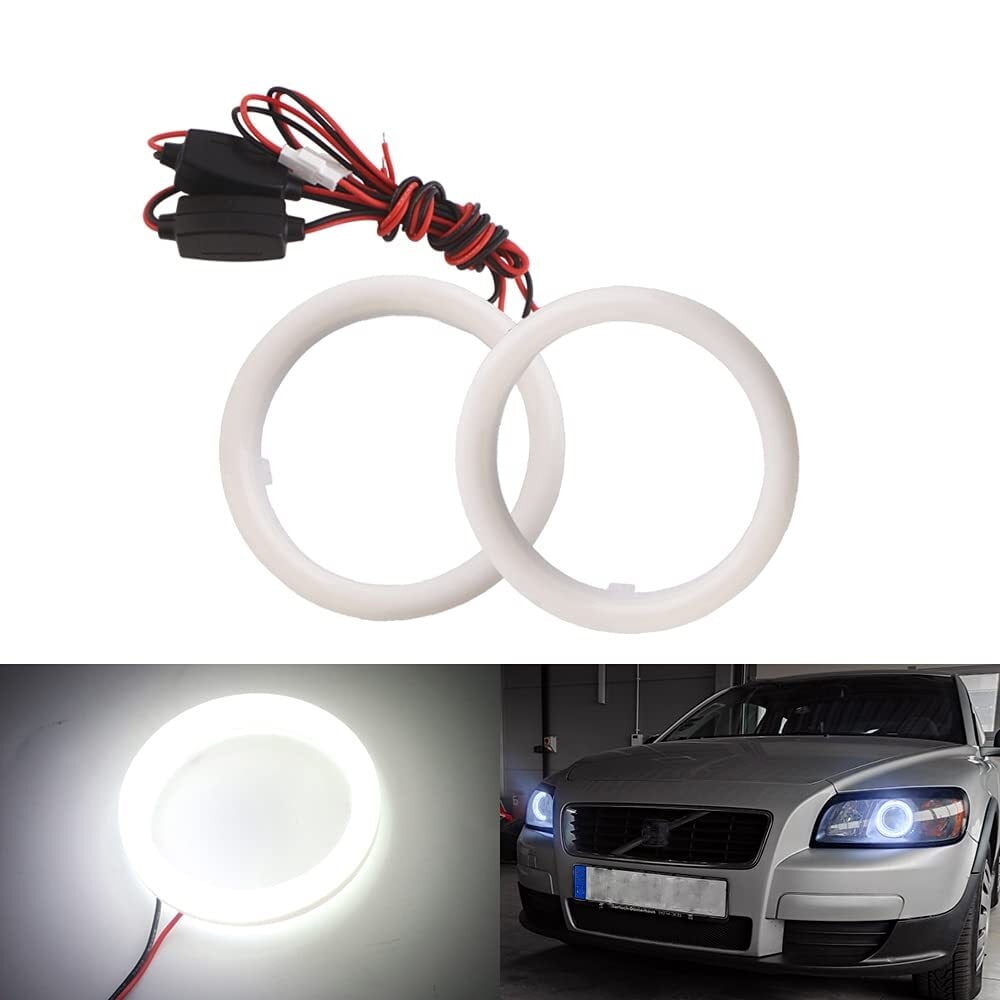 LED 1-Pair Green 60SMD 90MM COB LED Halo Rings Car Angel Eyes DRL Day ...