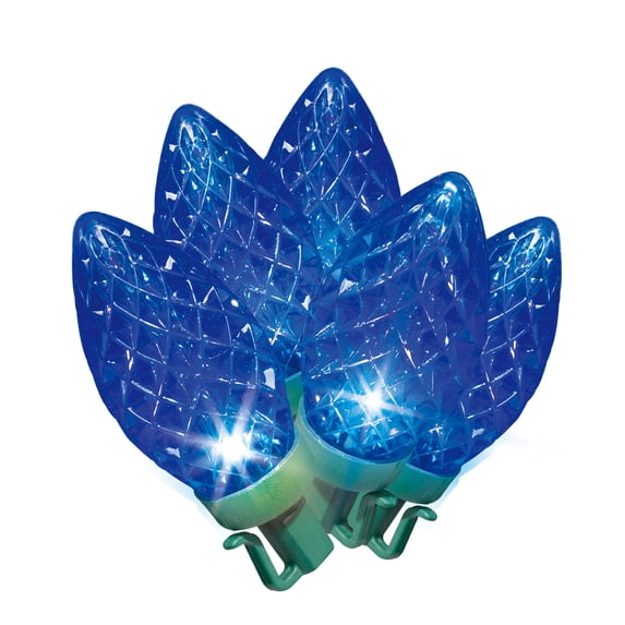 Indoor/Outdoor 100-Count LED Diamond-Cut C9 Christmas Lights, Blue, 58. ...