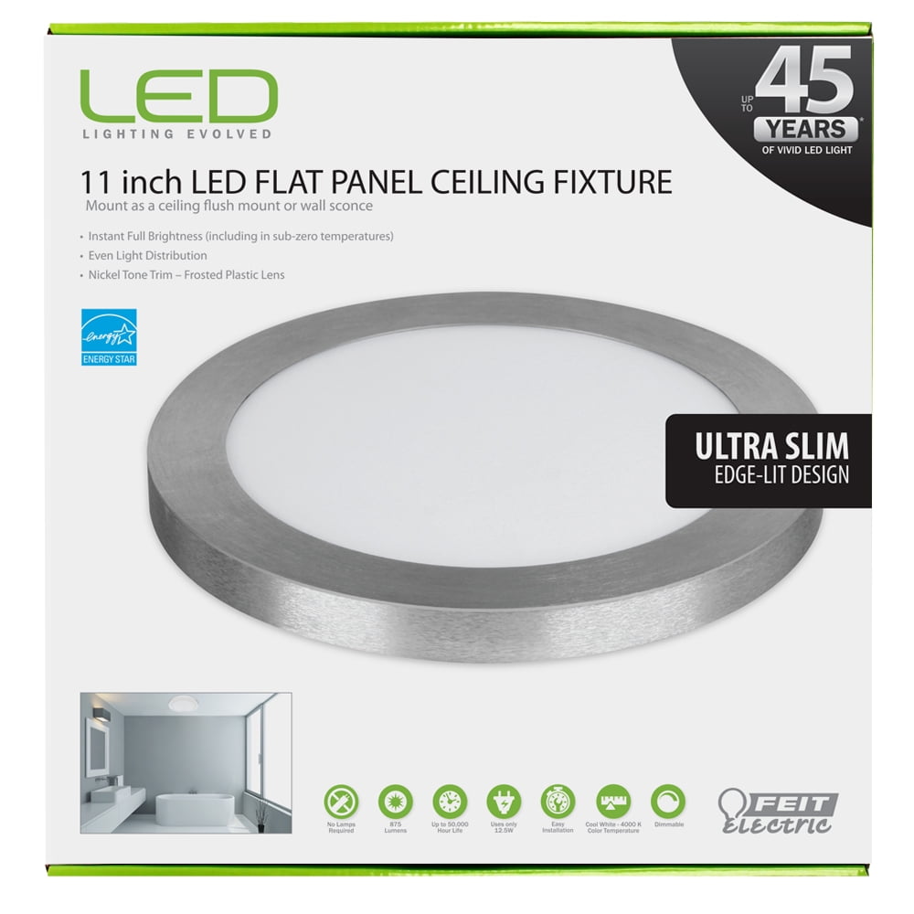 Feit Electric 74044-G2 11 in. 12W Round Flat Panel LED Dimmable Ceiling ...