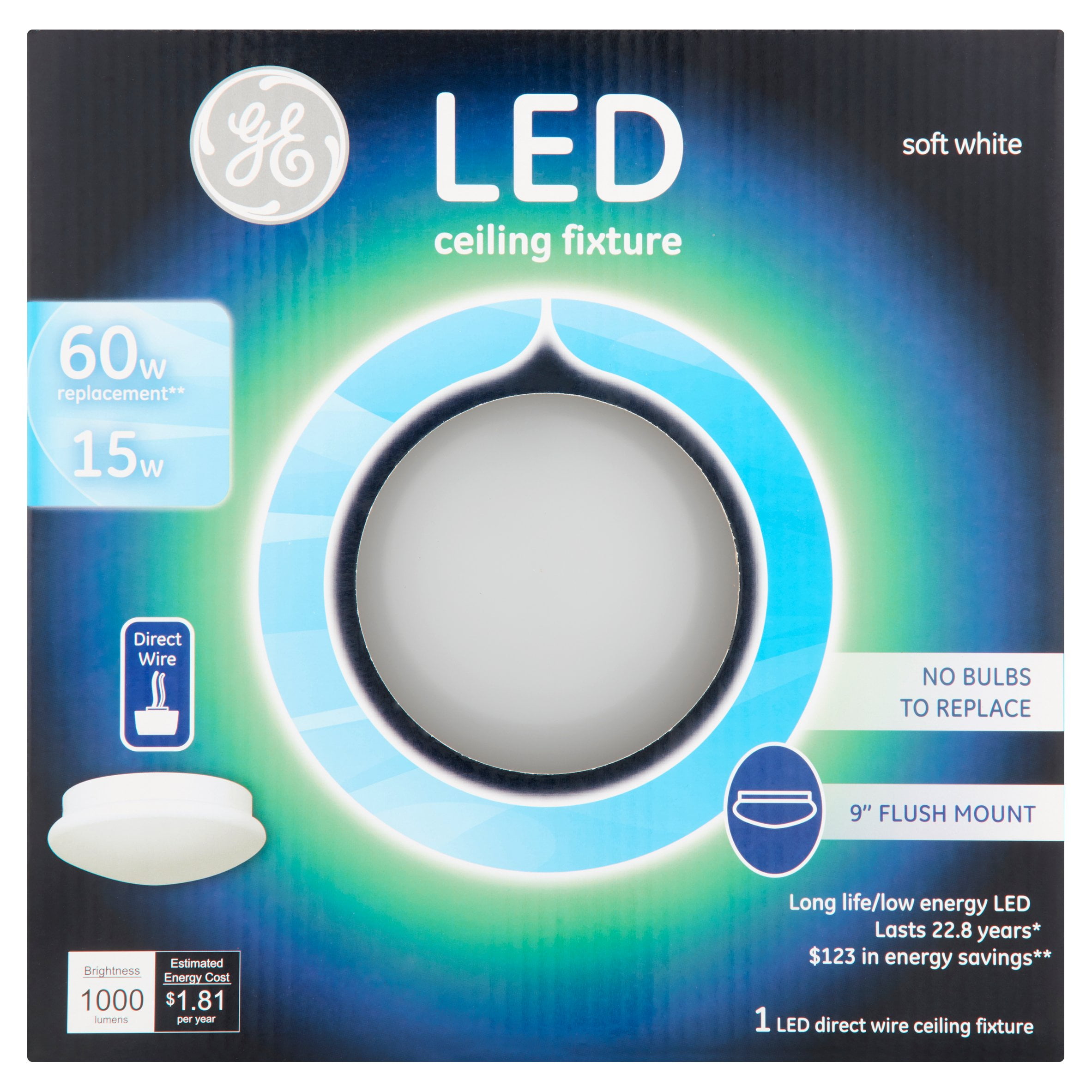 GE LED 15W 1000 Lumens Soft White Direct Wire Ceiling Fixture - Walmart.com
