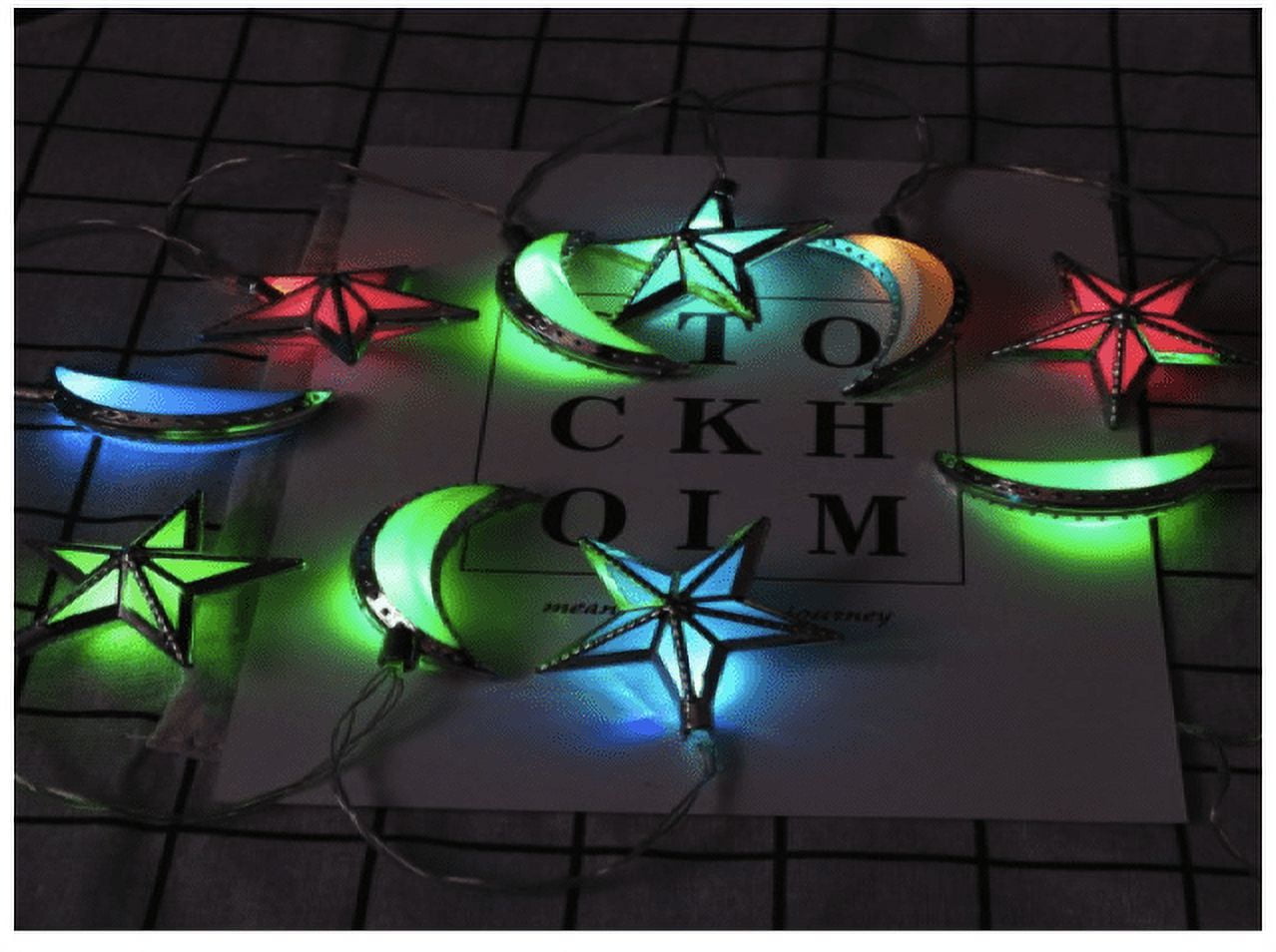 LED 20pc Moon Star Gold Themed Festive String Lights Home Decor Party ...