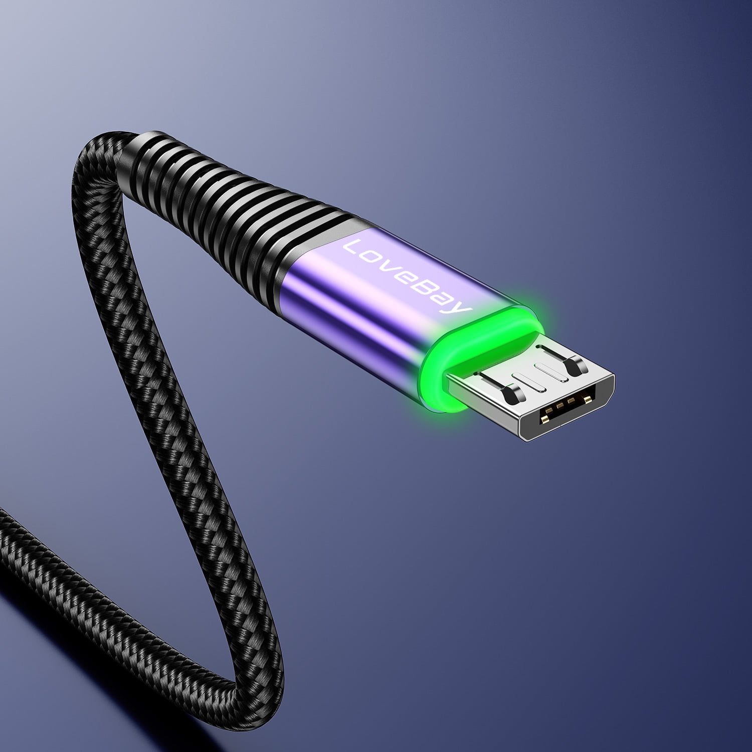 LED 2M Micro USB Cable 3A QC 3.0 Quick Charge Wire For Xiaomi Samsung ...