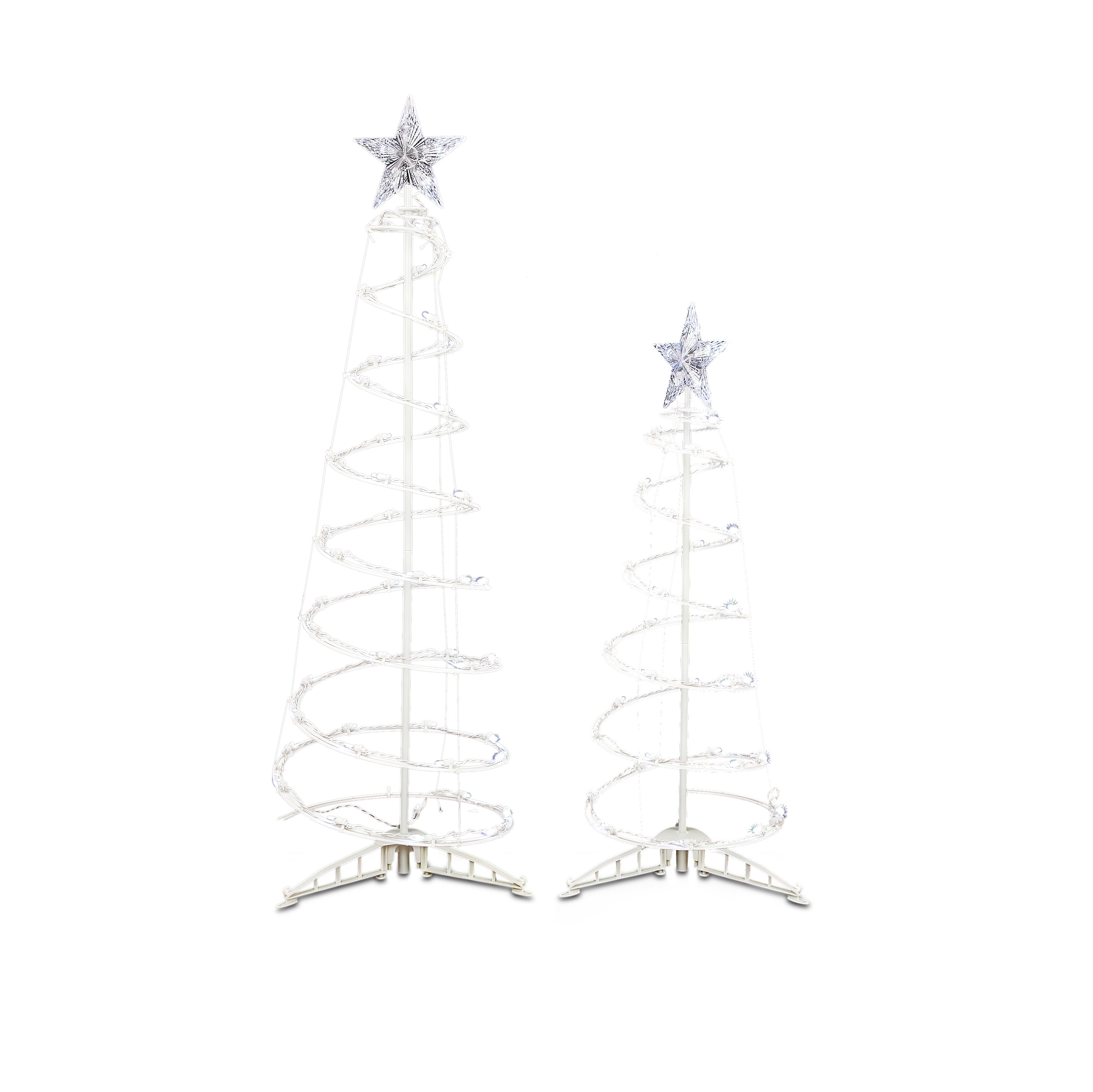Brandclub - Light-up Cool White LED Spiral Christmas Trees, Set of 2 ...
