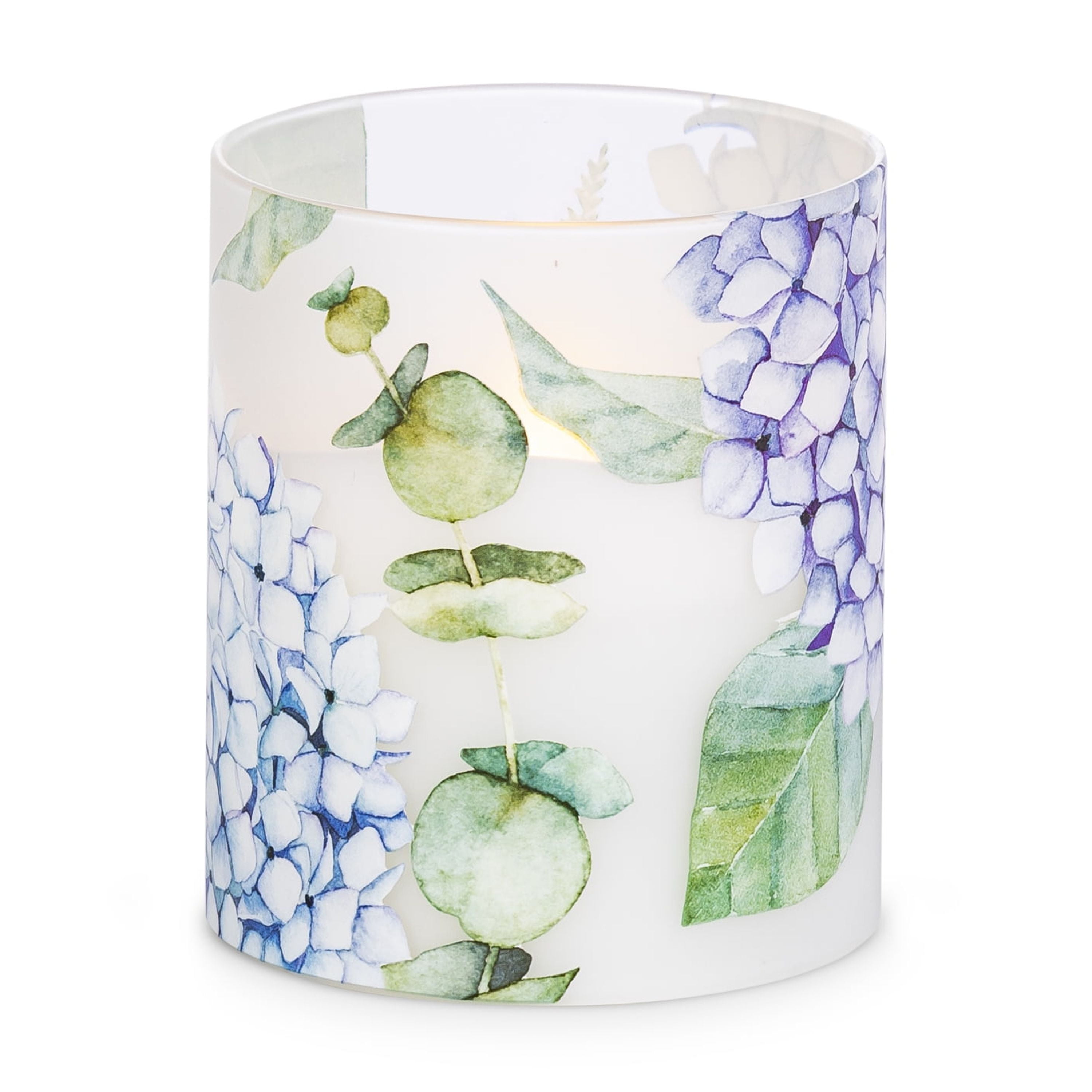 LED 3.5"D X 4"H Hand-Poured Wax Candle w/ Floral Design. Next Gen LED ...