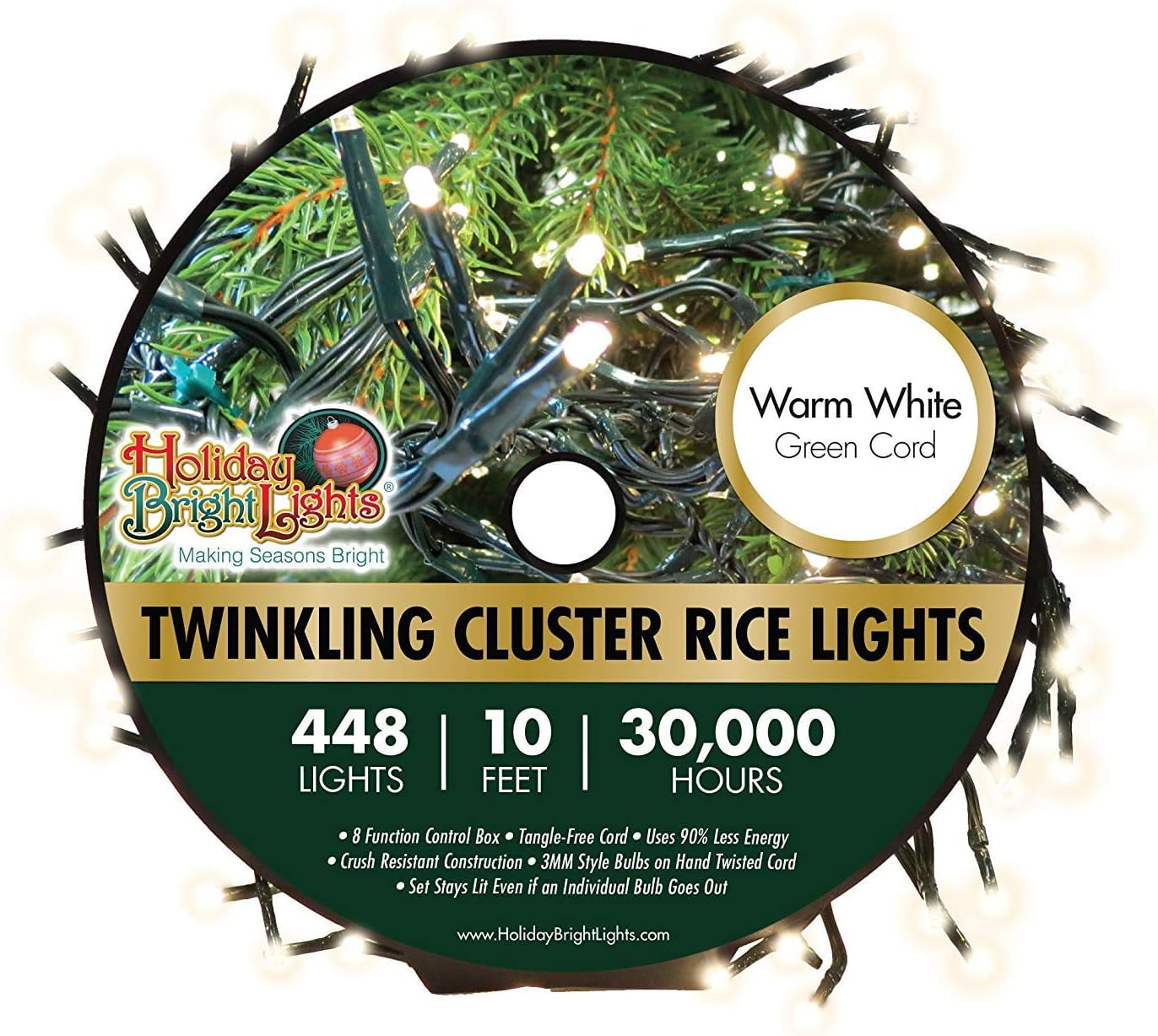 LED-3MCR448-GWW LED Twinkling Cluster Rice Light Set, Warm White, 448 ...