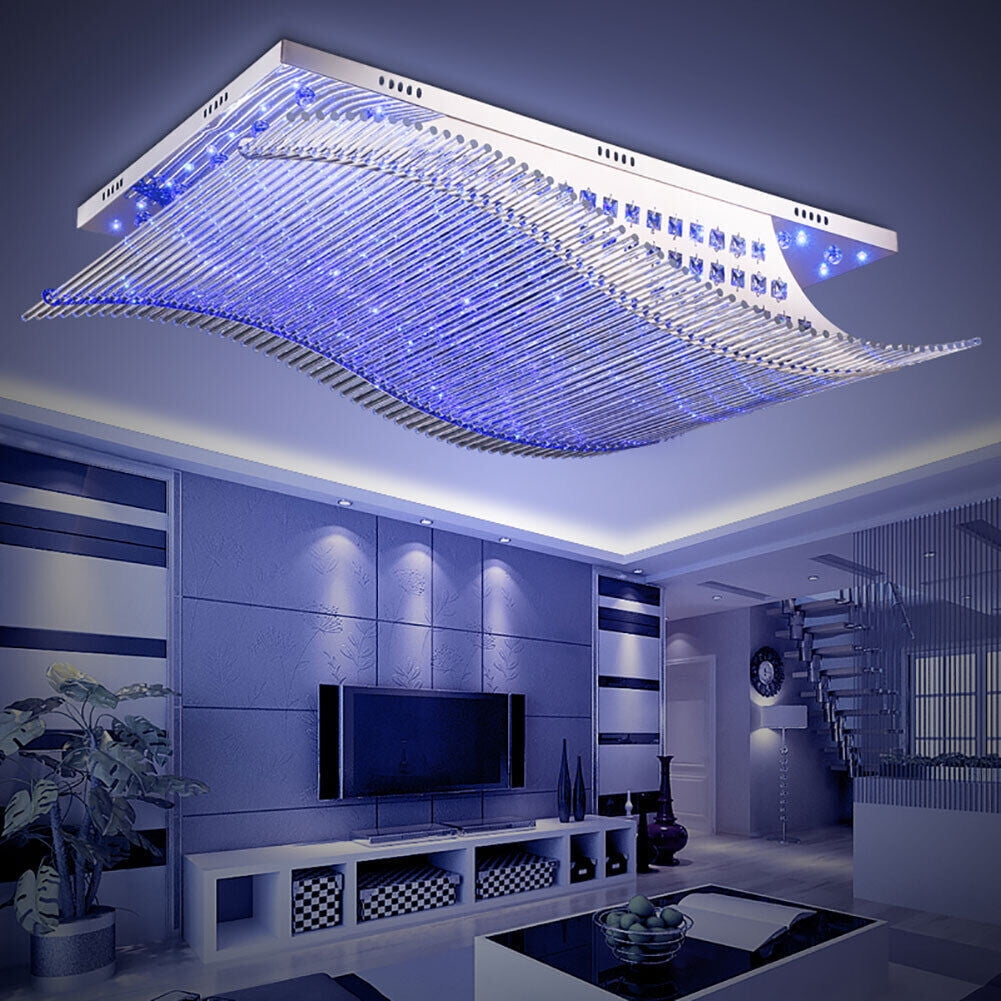 LED 4-Colors Remote Control Pendant Light Ceiling Lamp K9 Crystal ...