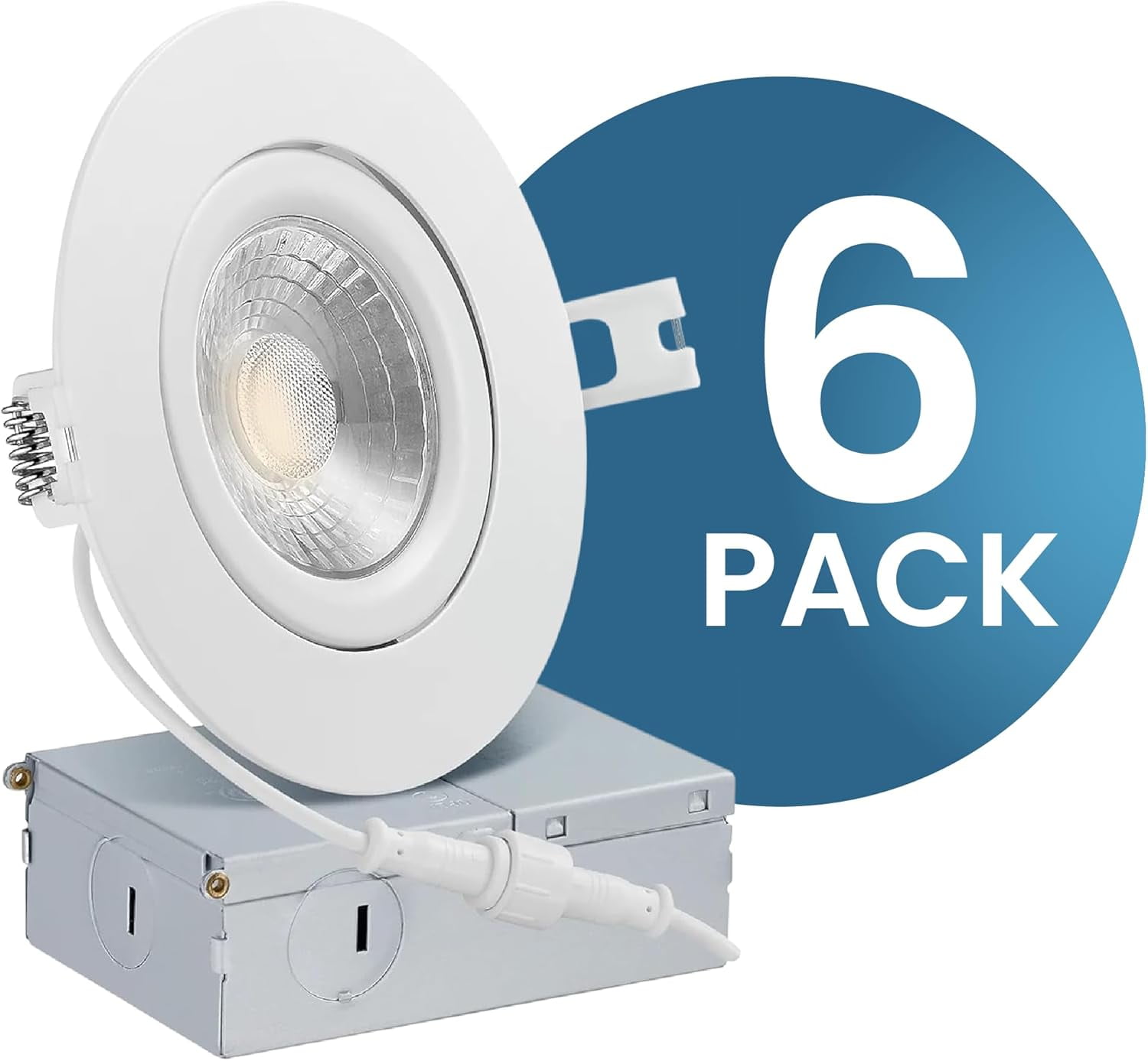 LED 4-Inch Gimbal Recessed Slim Pot Lights with Junction Box, Dimmable ...