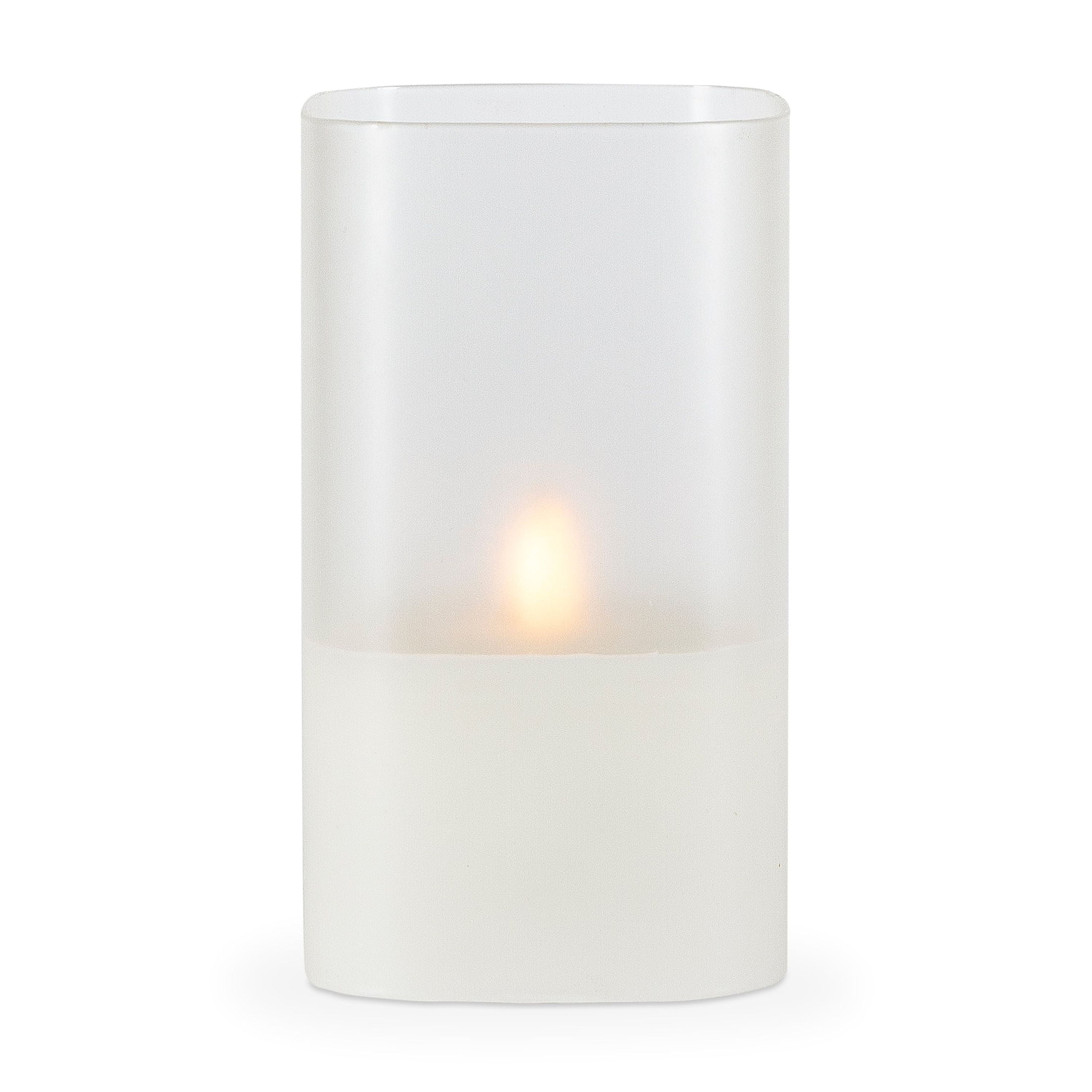 LED 4"L X 4"W X 7"H Hand-Poured Wax Candle In Frosted Glass. Next Gen ...
